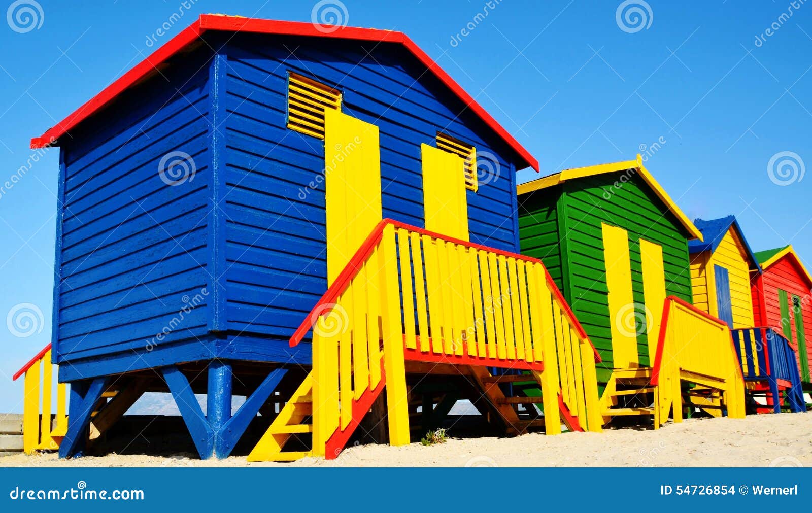 Colorful Huts stock photo. Image of sand, ocean, wooden - 54726854