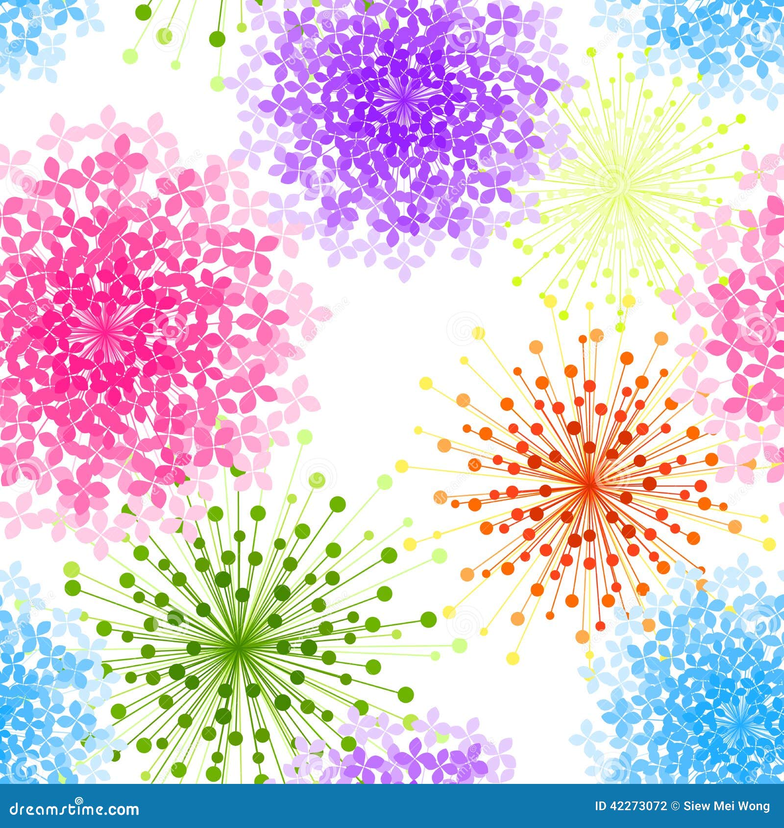 Colorful Hydrangea Flower Seamless Background Vector Illustration ...