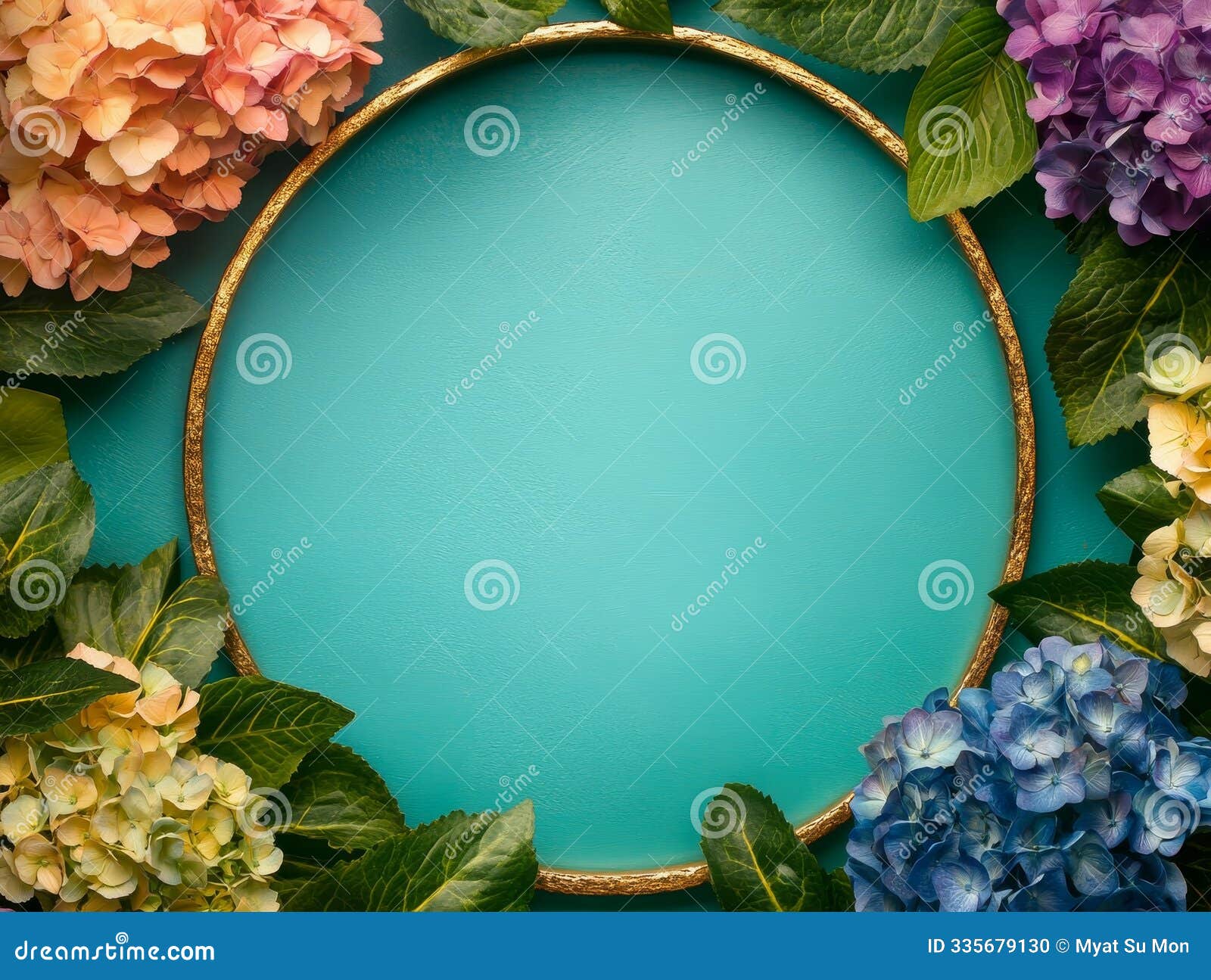 Colorful Hydrangeas. Floral Botanical Flower. Frame Border Ornament ...