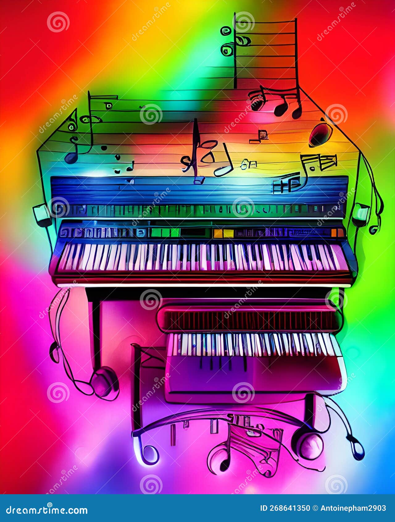 Colorful Hyper Realistic Magic of Music Stock Illustration ...