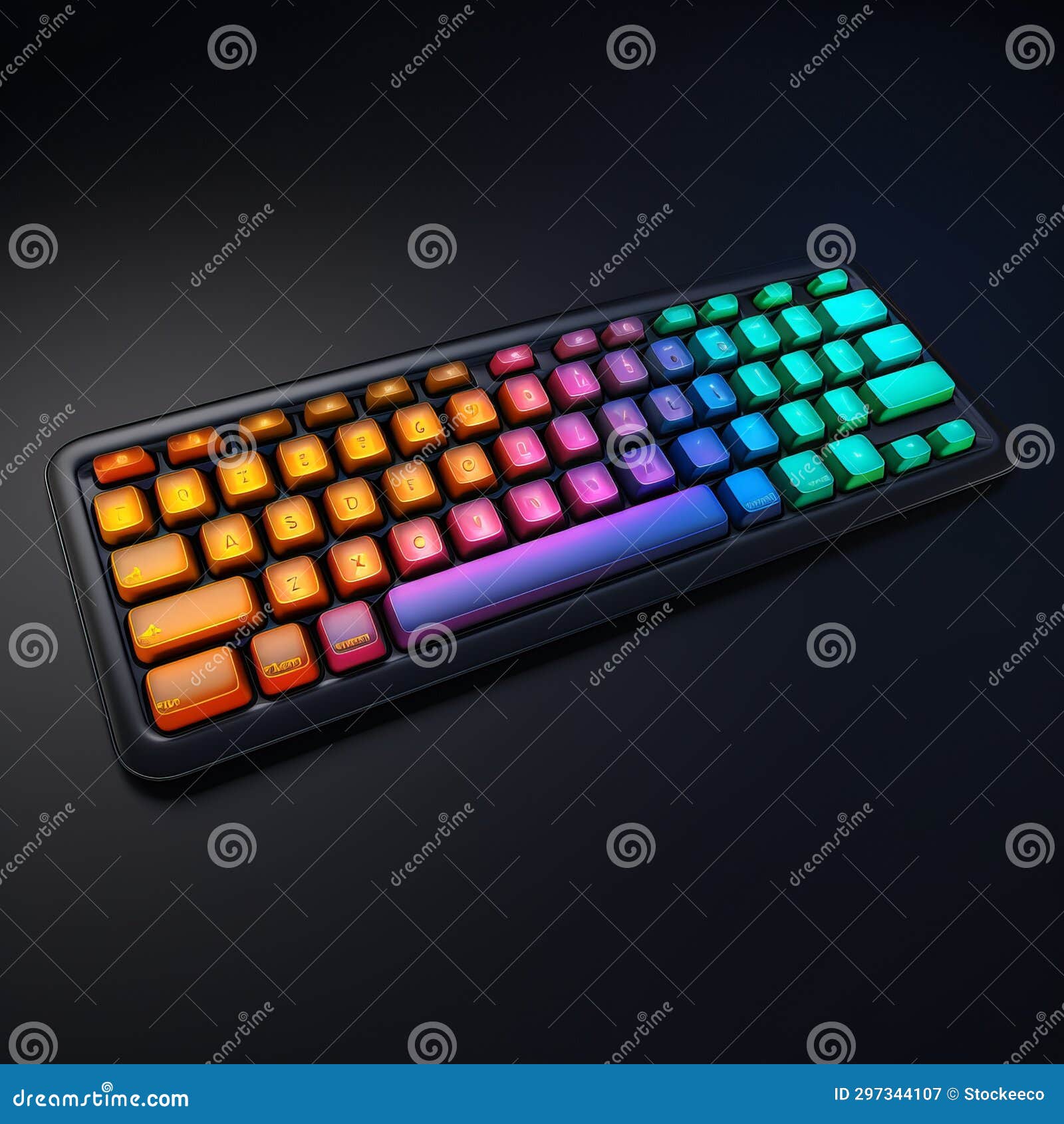Colorful Hyperrealistic 3d Keyboard on Blank Black Background Stock ...