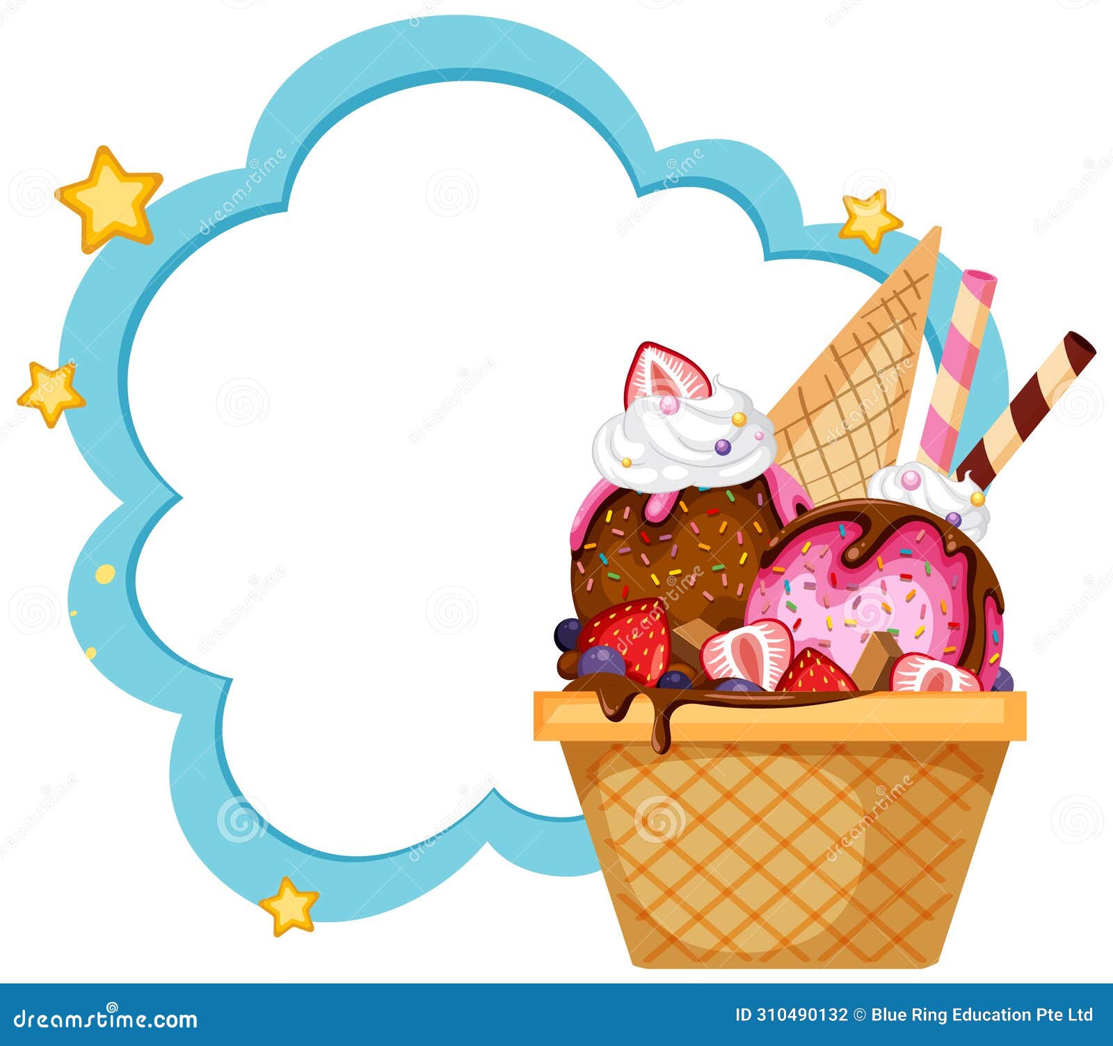 Ice Cream Cone with a Whimsical Cloud Frame Stock Vector - Illustration ... Ice Cream Cone with a Whimsical Cloud Frame Stock Vector - Illustration ...