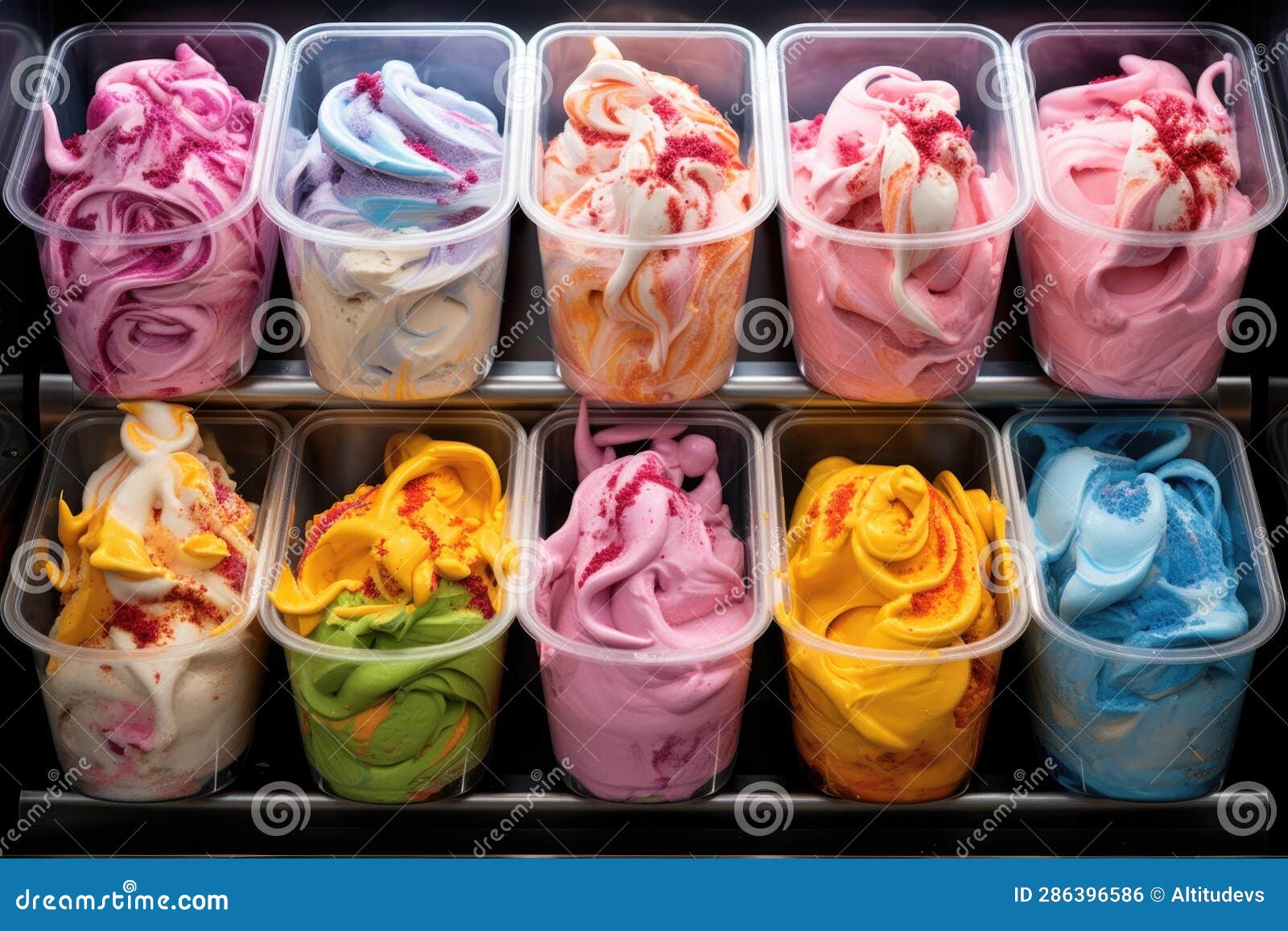 Colorful Ice Cream Scoops in a Freezer Display Stock Photo - Image of ...