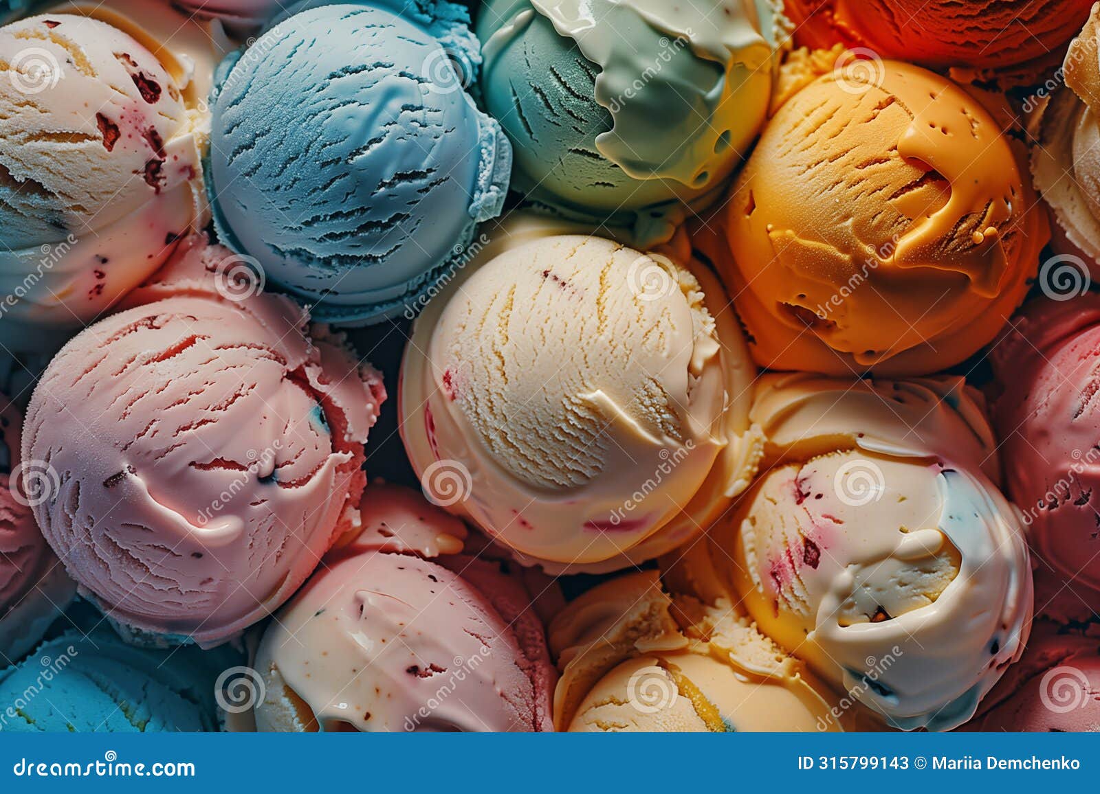 Colorful Ice Cream Scoops in Various Flavors Stock Image - Image of ...