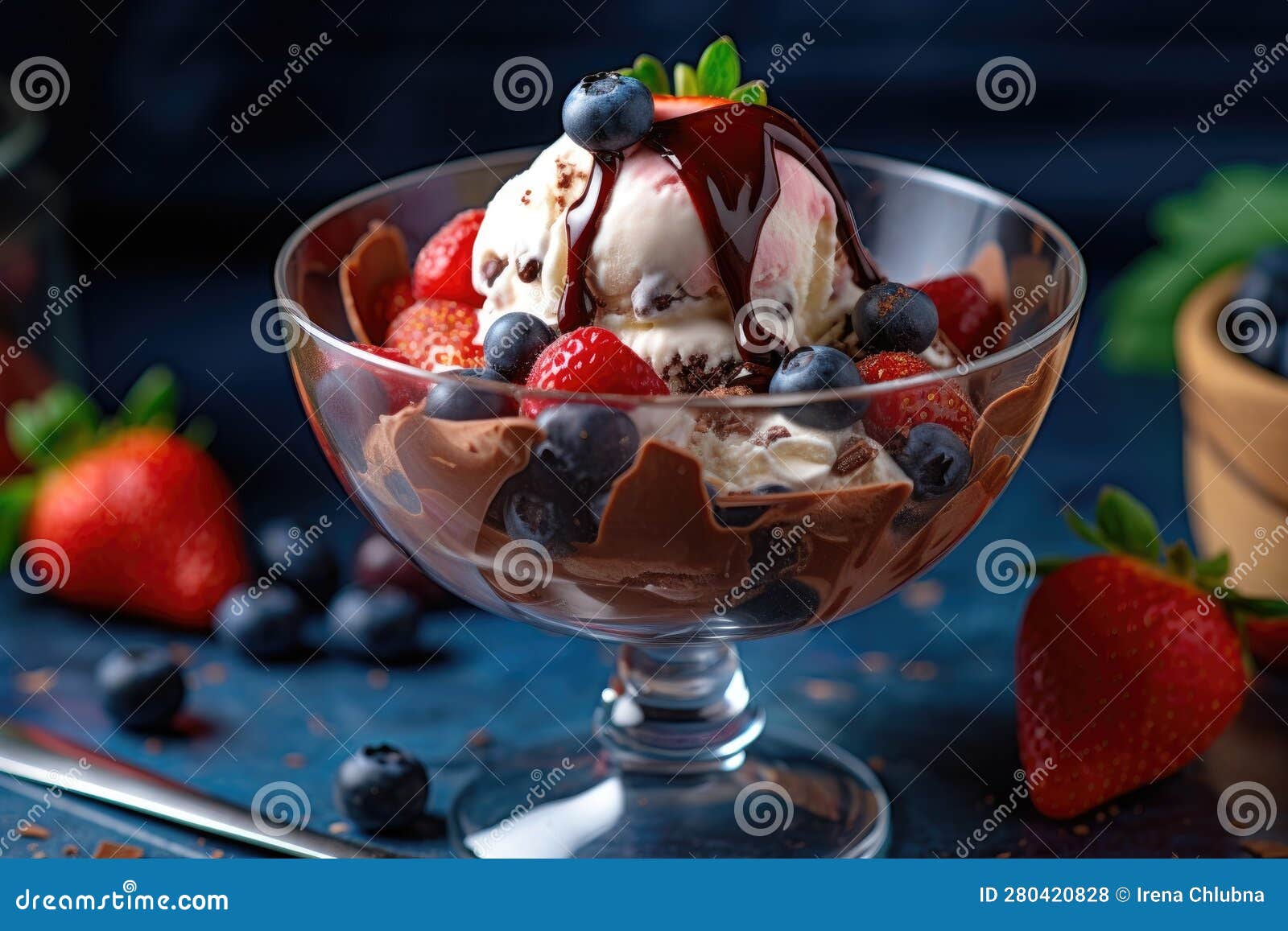Colorful Ice Cream Sundae In A Glass Generative Ai Stock Illustration