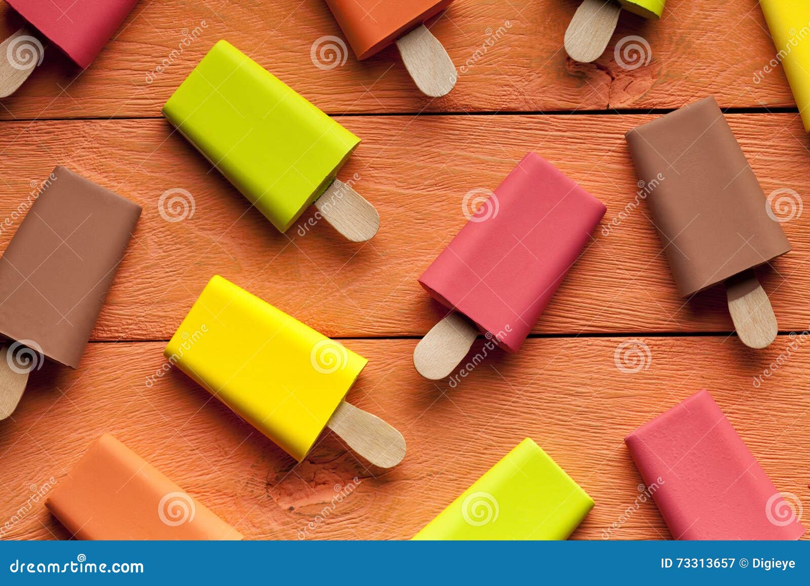 Colorful Ice Cream on Wooden Planks Stock Image - Image of yellow ...