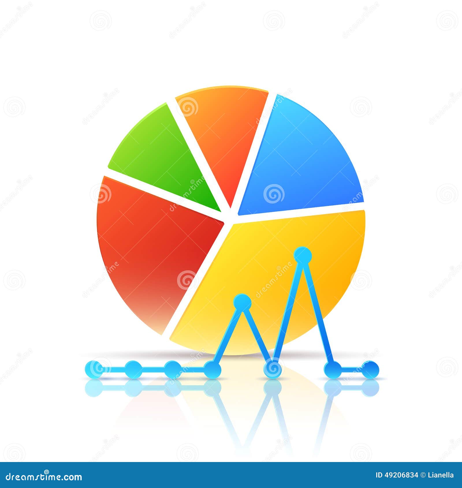 Colorful Icon with Diagram and Graph Stock Vector - Illustration of ...