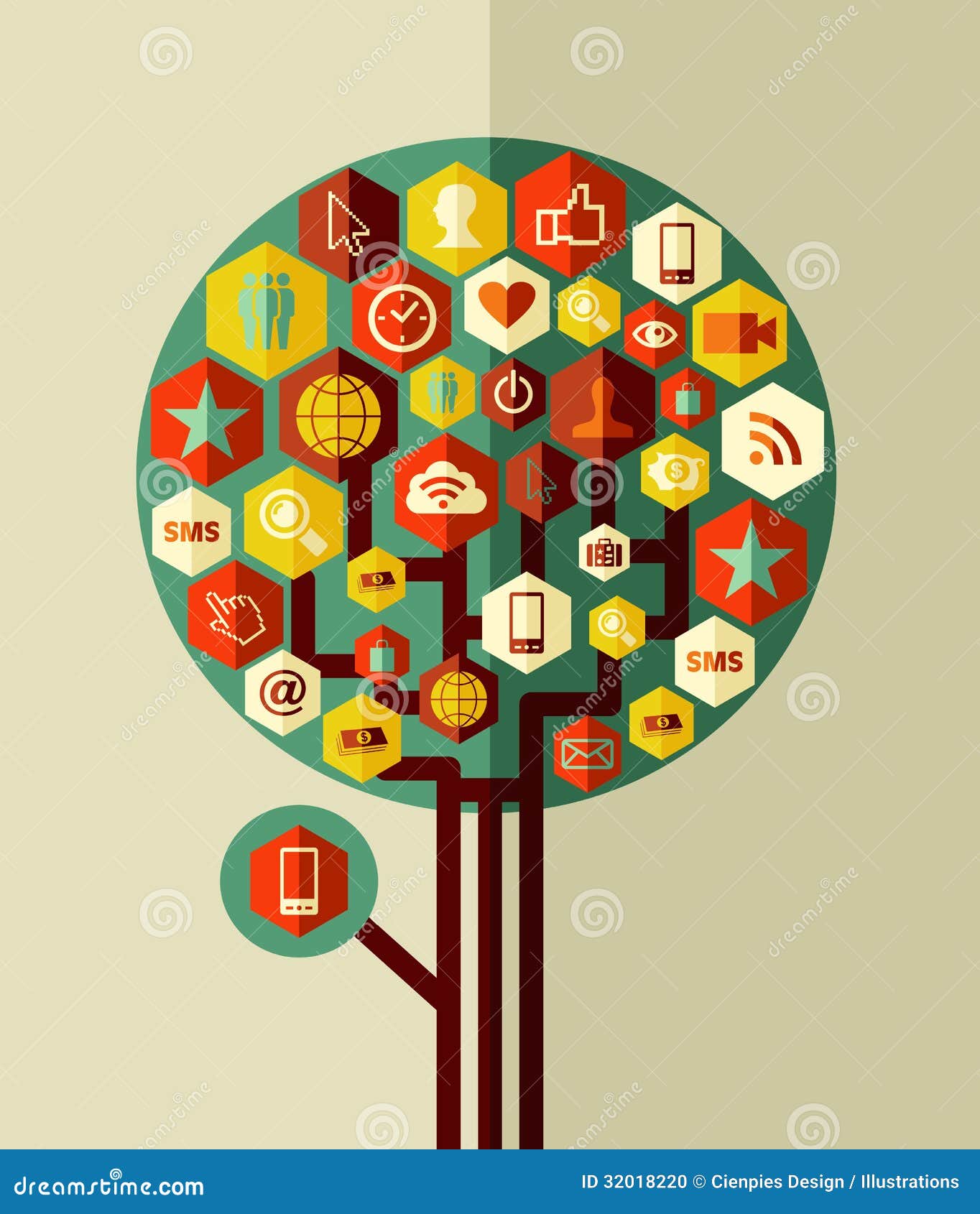 Network Tree Brain Vector Illustration | CartoonDealer.com #91890298