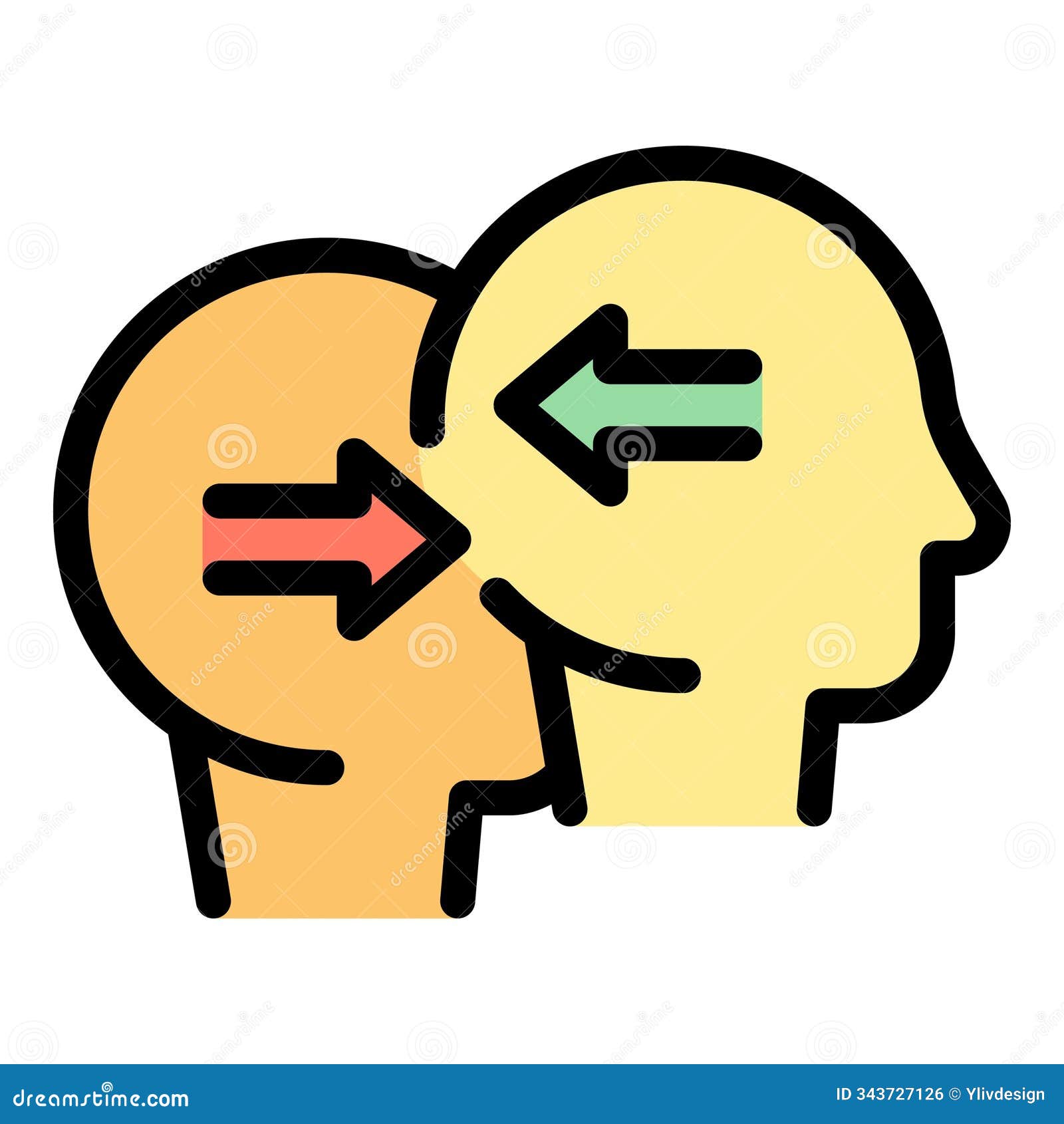 Two People Exchanging Thoughts and Ideas with Arrows Pointing Opposite ...