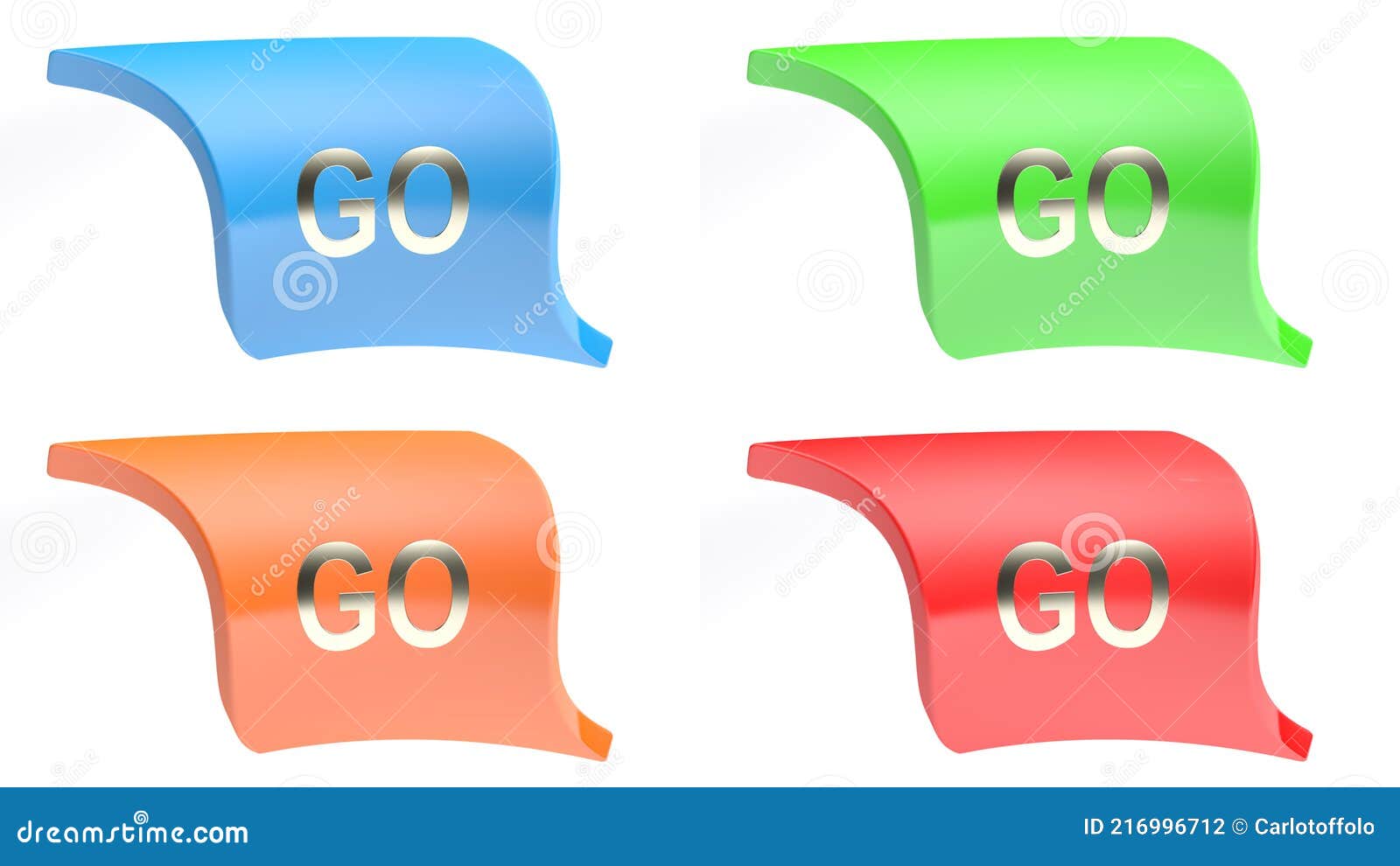 Colorful Icon Series with Write GO, Isolated on White Background. 3D ...