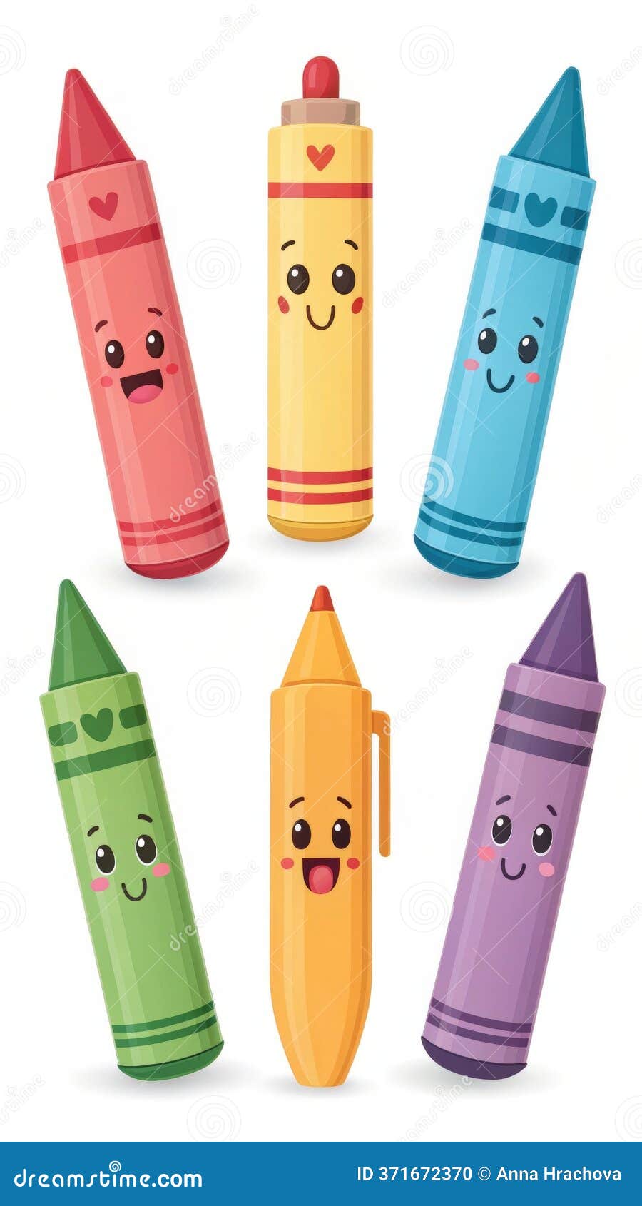 Crayons Colored Pencils Different Lengths Vector Illustration ...