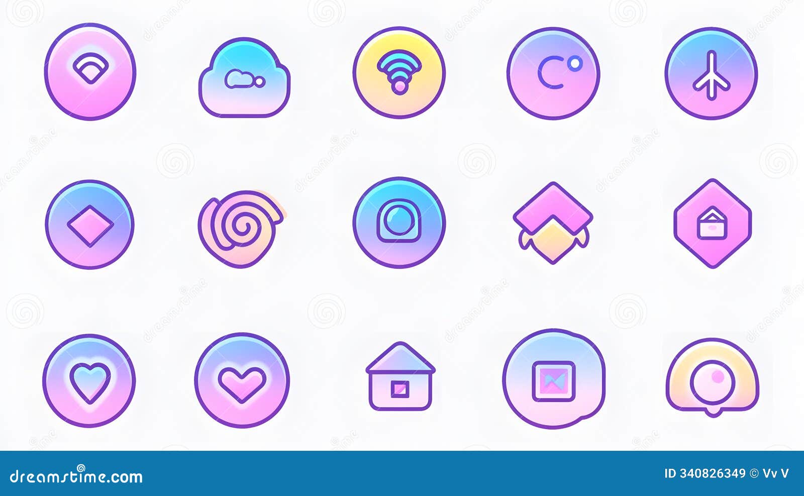 Colorful Icon Set with Soft Gradients and Symbols Stock Image - Image ...