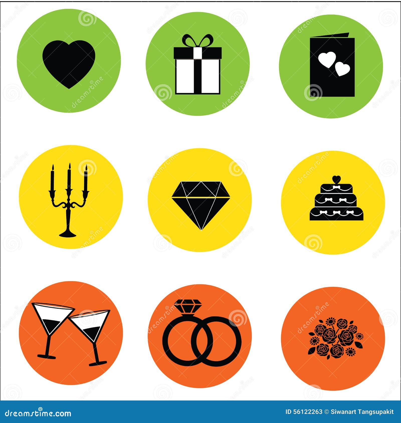 Colorful Icon Set - Wedding, Marriage, Bridal Vector Stock Vector ...