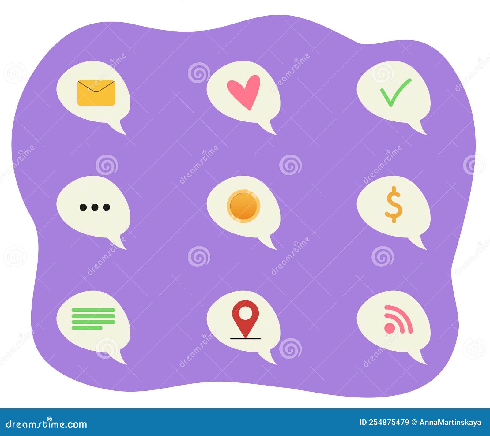 Colorful Icons in Bubbles. Design Elements for Conversations Stock ...
