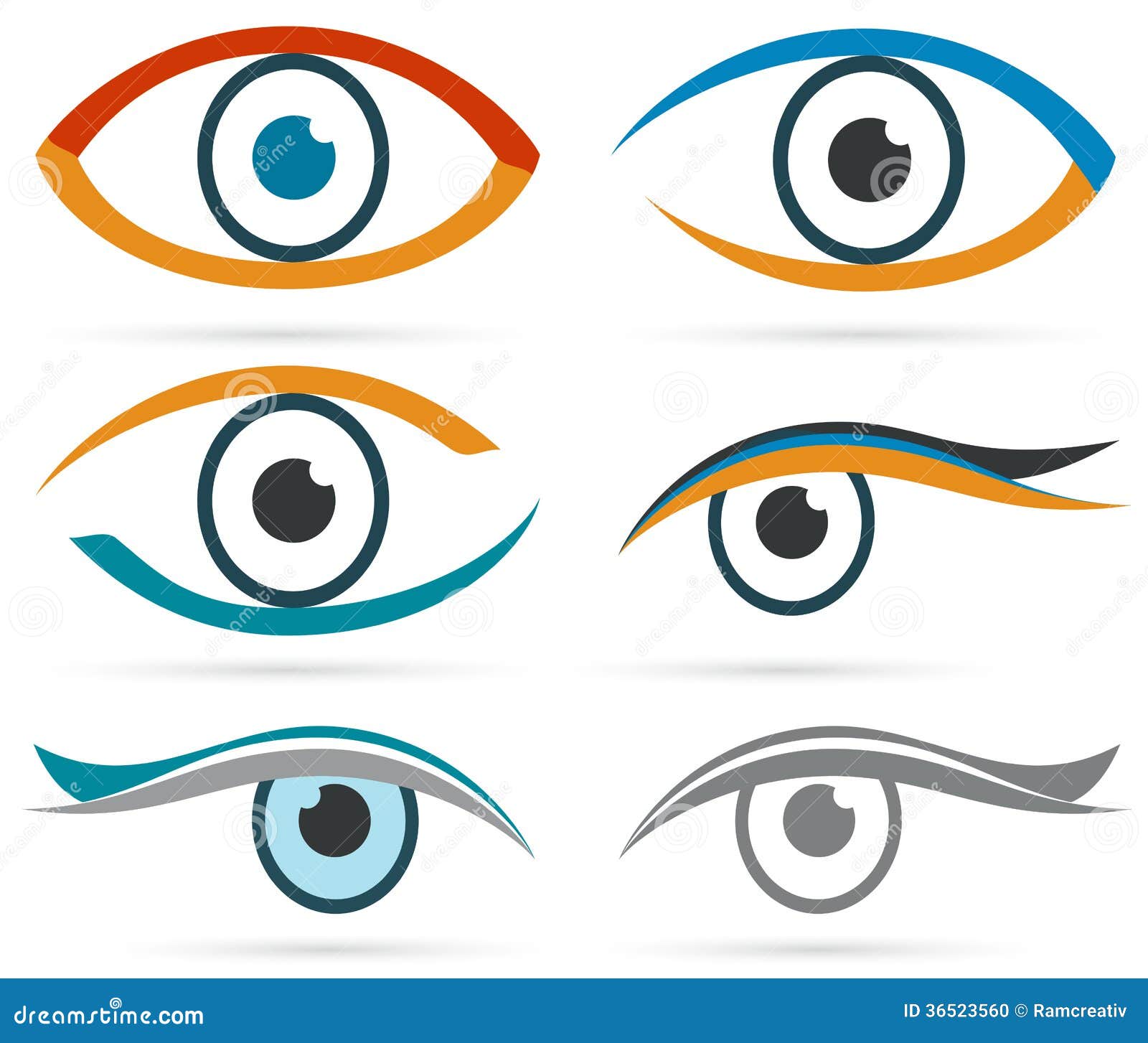 Colorful Icons Eye Vector Set for Design. Stock Vector - Illustration ...