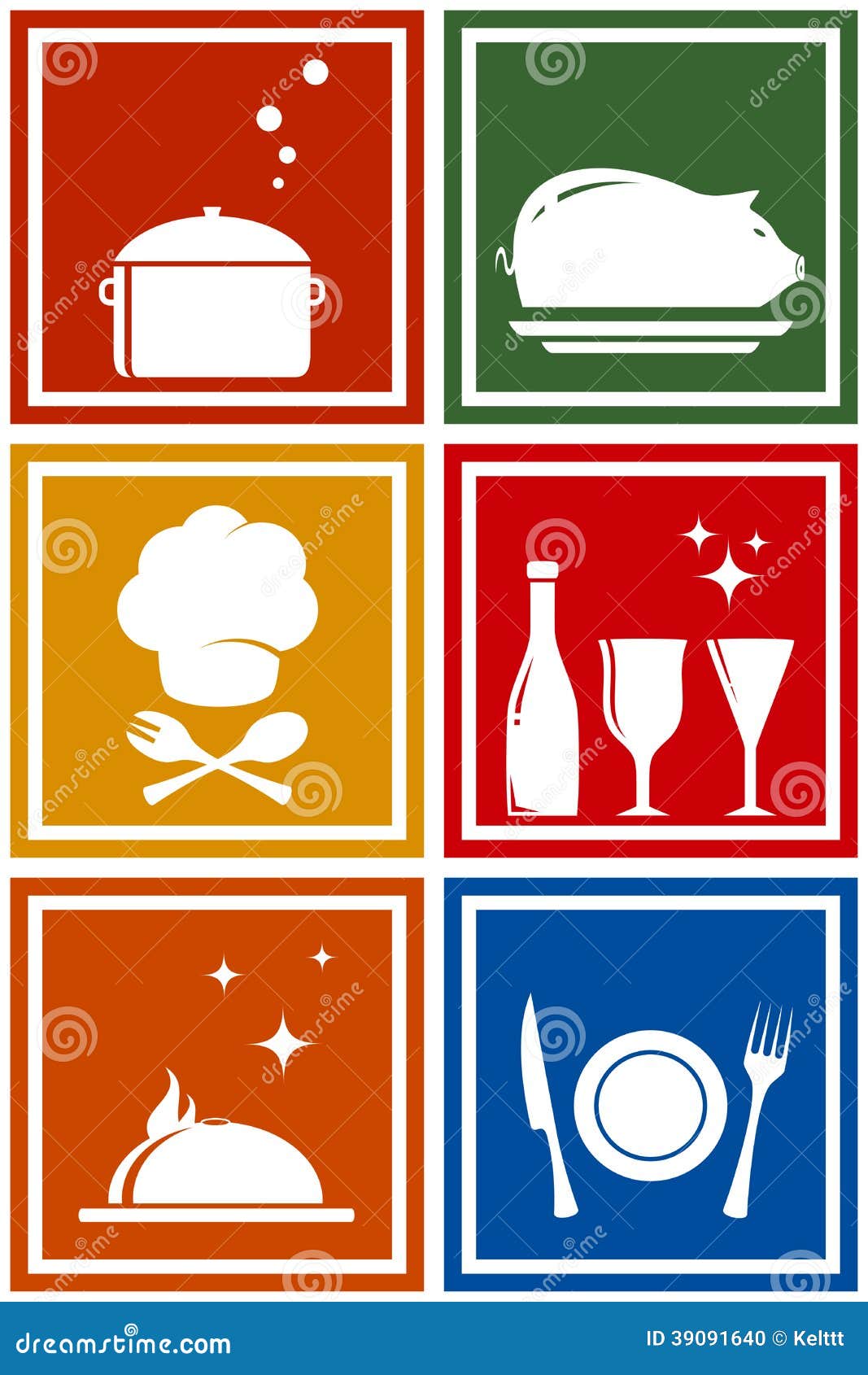 Colorful Icons with Kitchen Objects Stock Vector - Illustration of fork ...