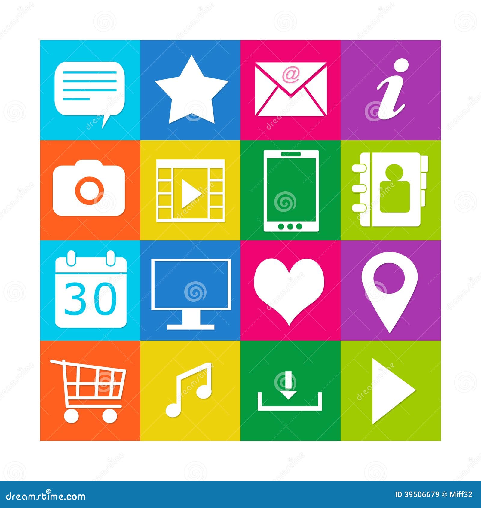 Colorful icons for web stock illustration. Illustration of cart - 39506679