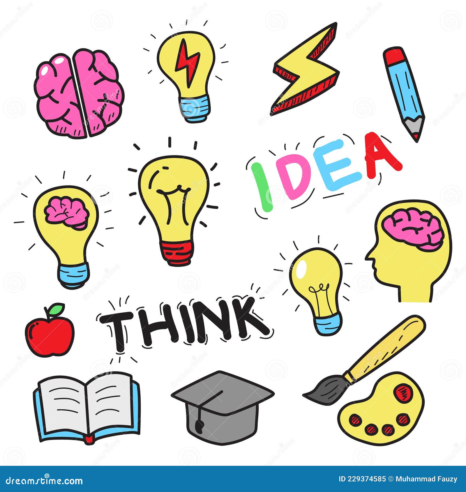 Colorful Idea and Creativity Doodle Illustration Stock Vector ...