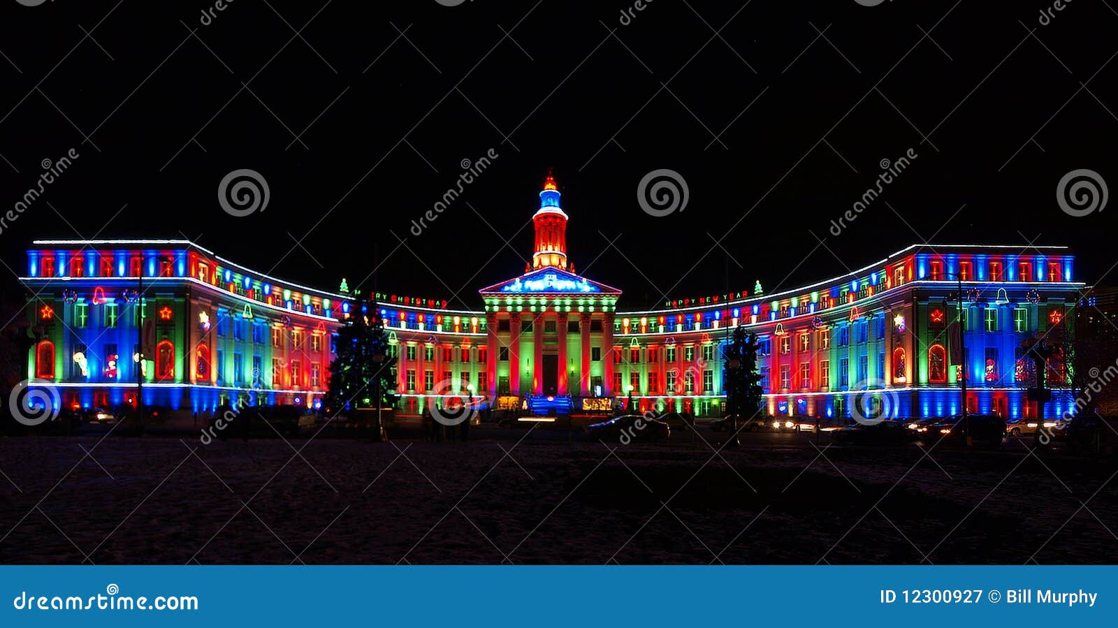 Colorful Illuminated Building Stock Image - Image of decoration ...