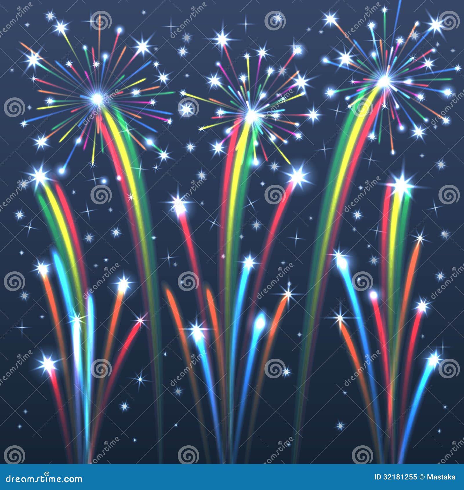 Colorful Illuminated Fireworks. Stock Vector - Illustration of happy ...