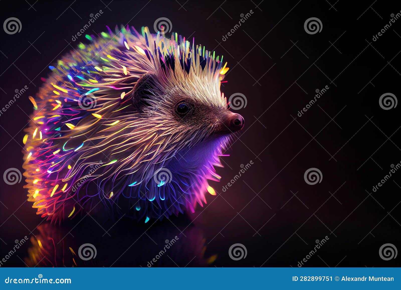 Colorful Illuminated Hedgehog. Stock Illustration - Illustration of ...