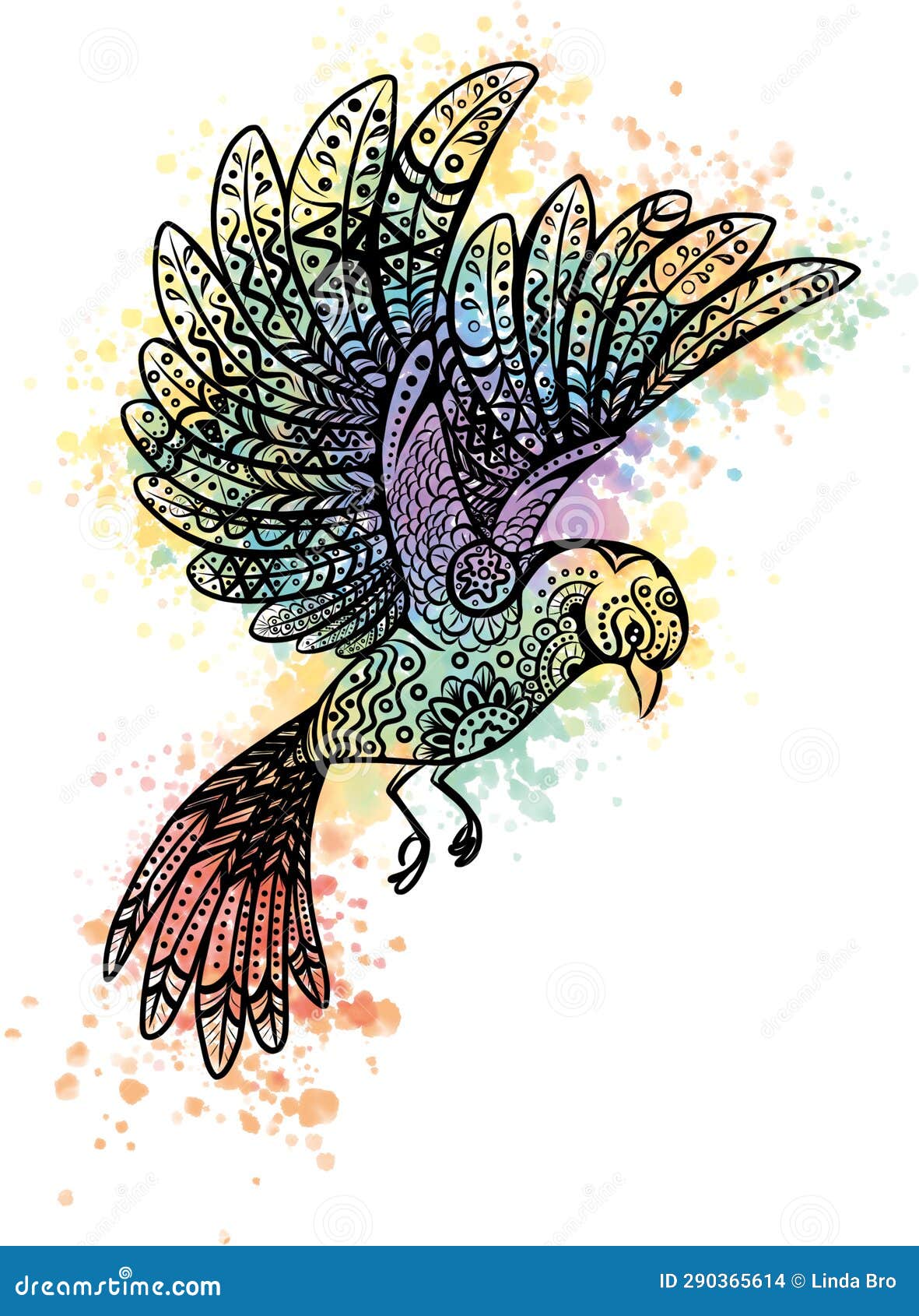 Colorful Illustration of a Bird with Patterns Stock Illustration ...