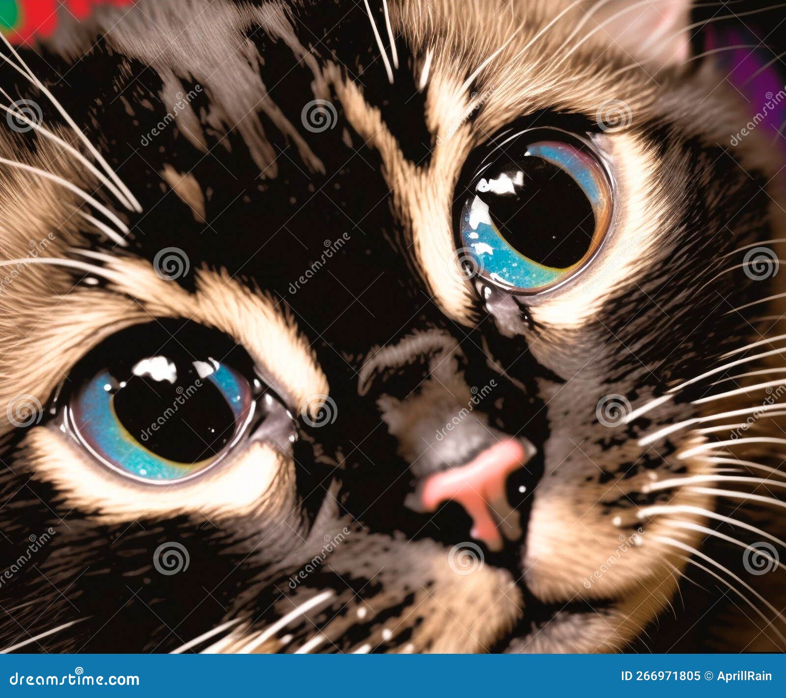 Colorful Illustration of a Cat& X27;s Face Stock Illustration ...