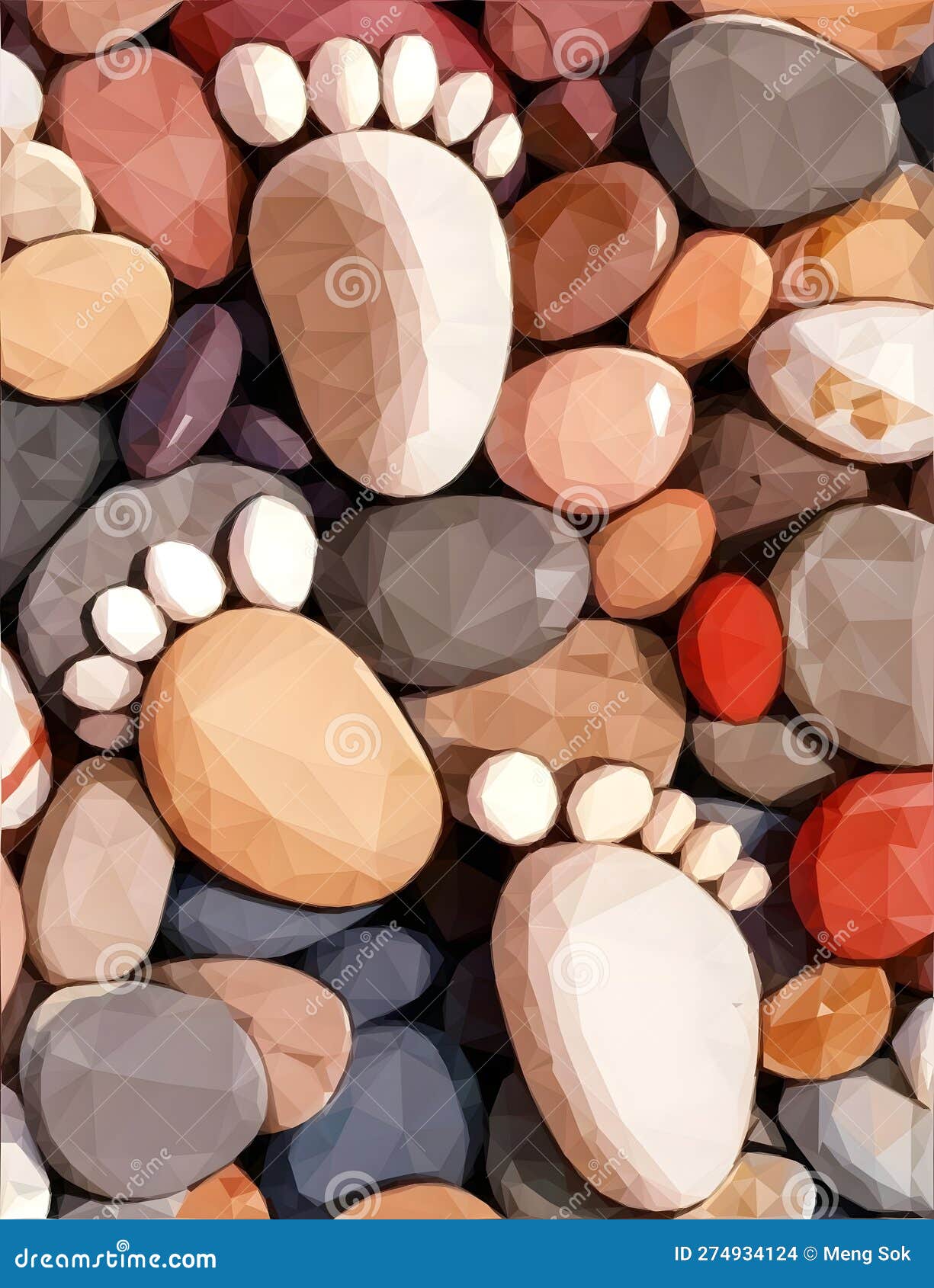 A Colorful Illustration of a Collection of Pebbles. Stock Illustration ...