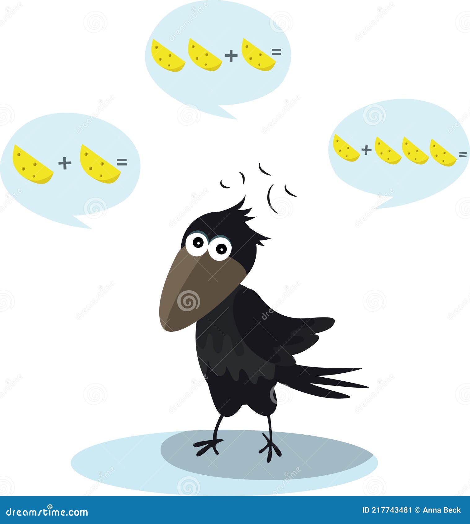 Colorful Illustration With A Crow Calculate Cheese Vector Image ...
