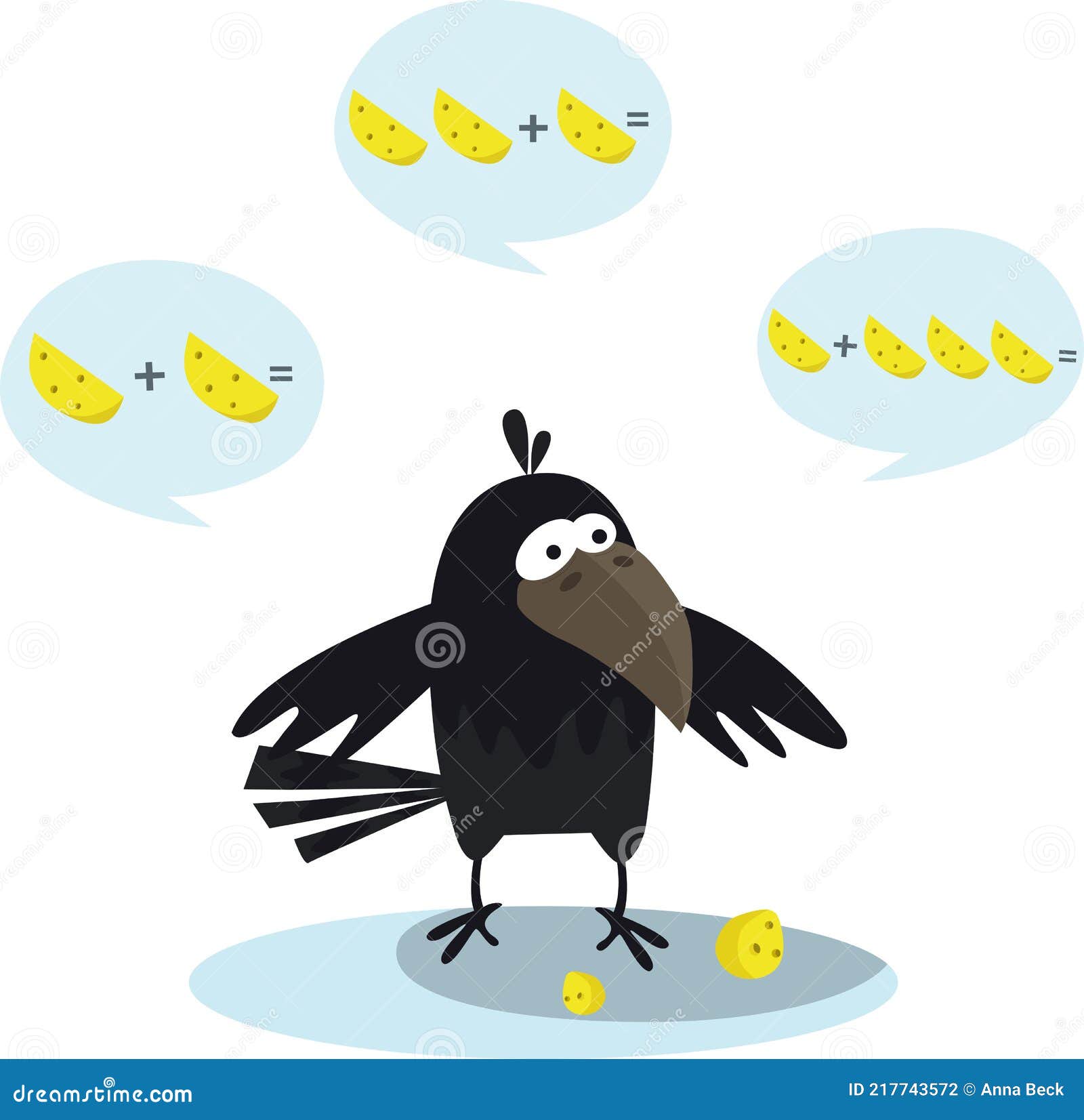 Colorful Illustration With A Crow Calculate Cheese Vector Image ...