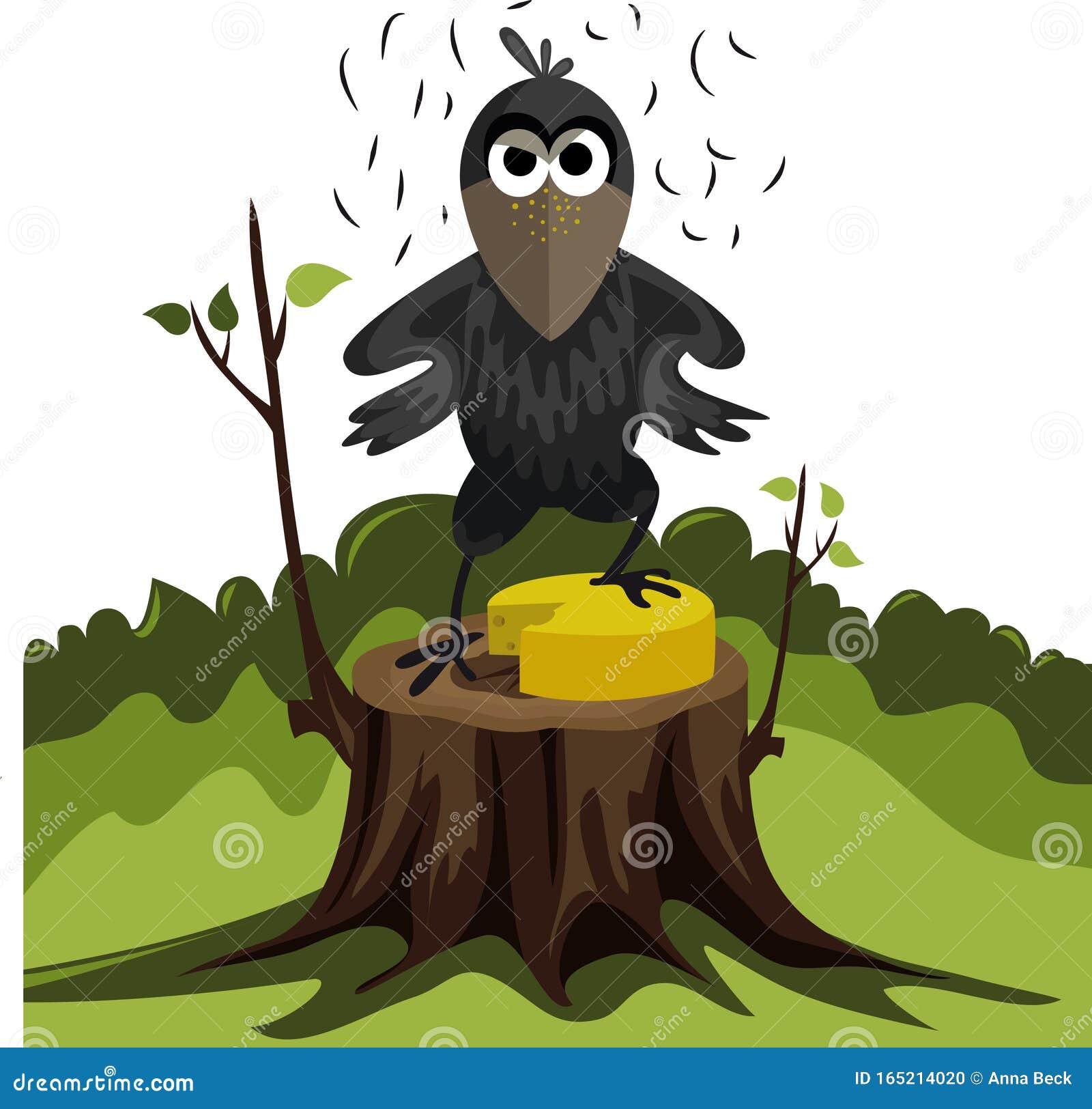 Crow And Cheese Cartoon Vector | CartoonDealer.com #76675021