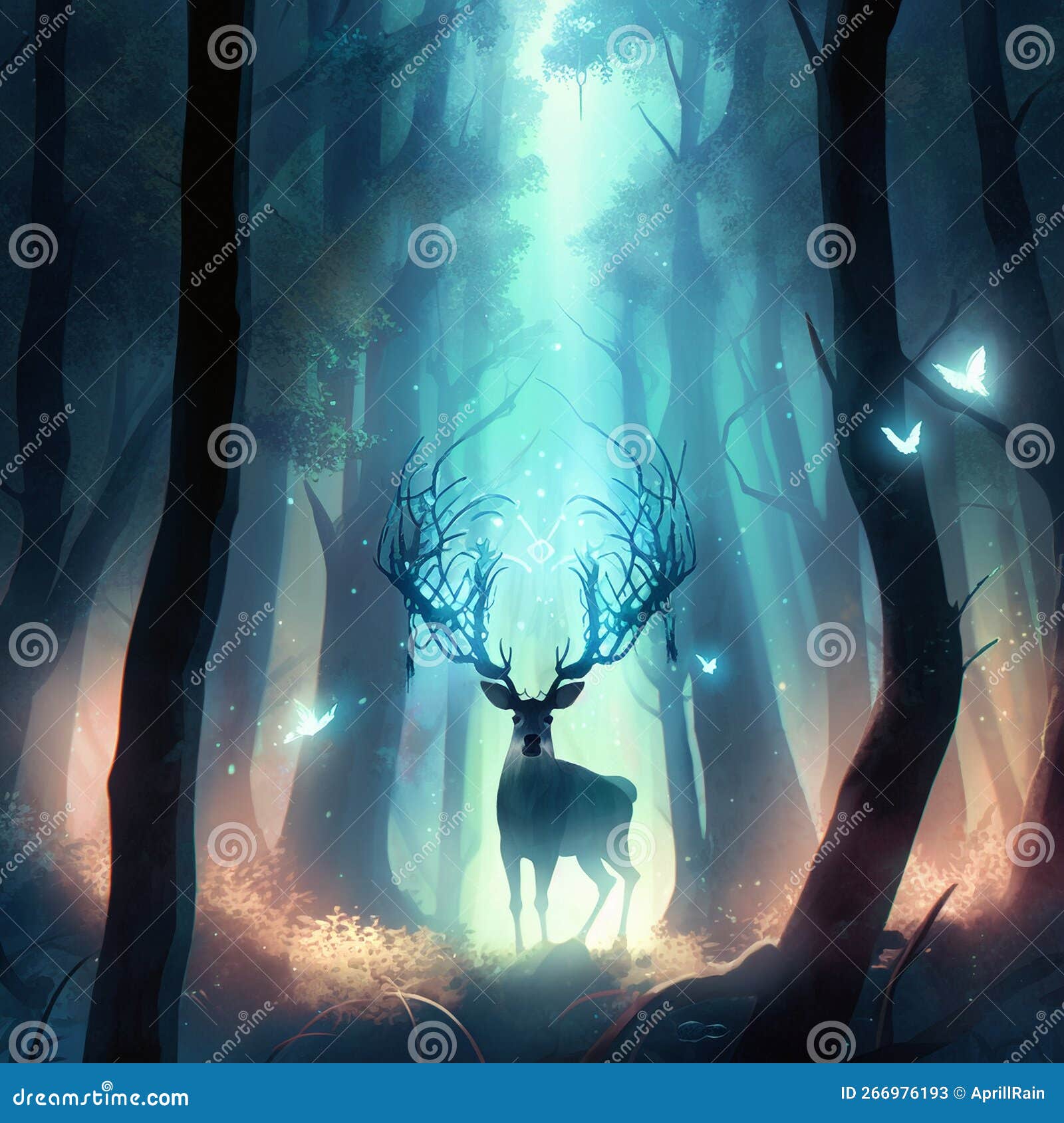 Colorful Illustration of a Deer in the Forest Stock Illustration ...