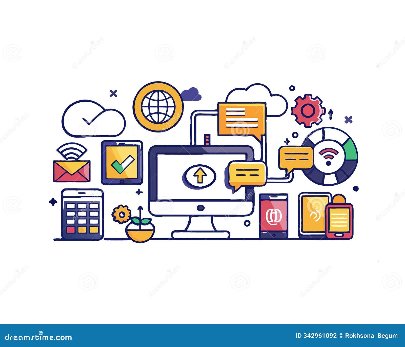 Connected World: Illustrations of Digital Communication and Tech Tools ...