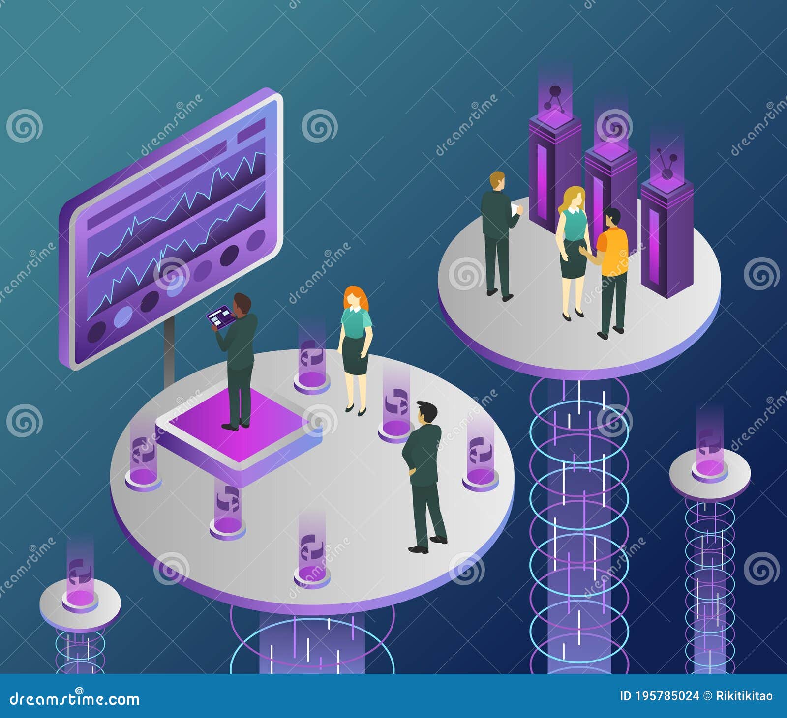 Vector Isometric Illustration of a Modern Work Environment Stock Vector ...