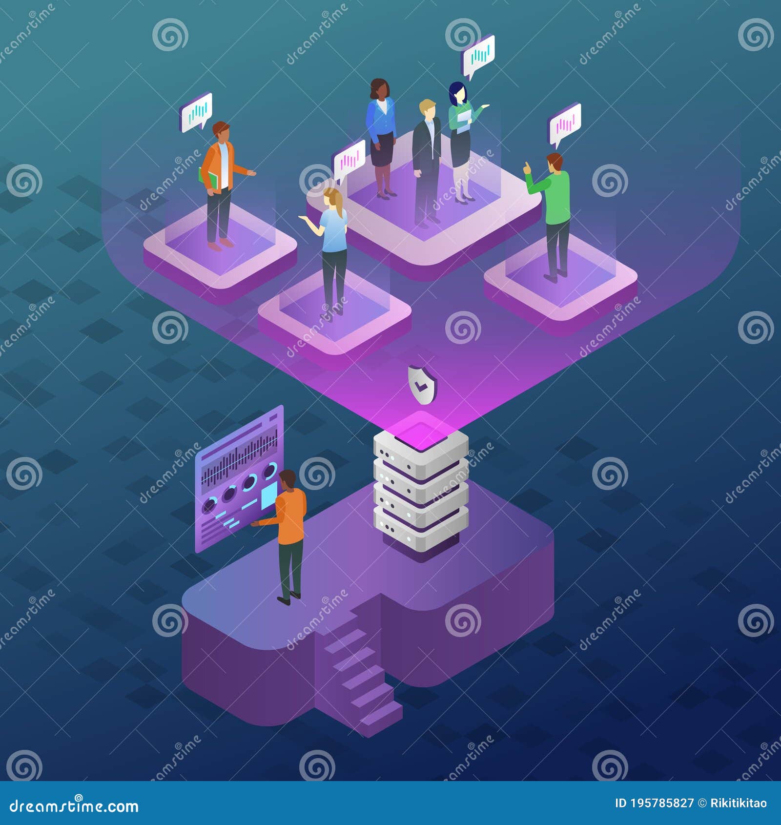 Vector Isometric Illustration of a Modern Work Environment Stock Vector ...