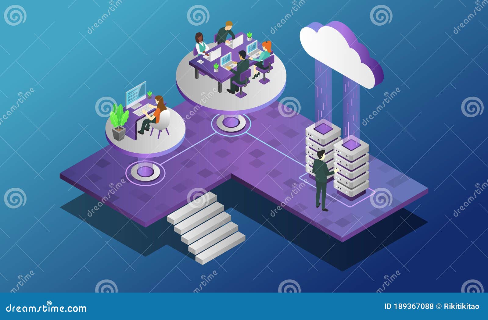 Vector Isometric Illustration of a Modern Work Environment Stock Vector ...