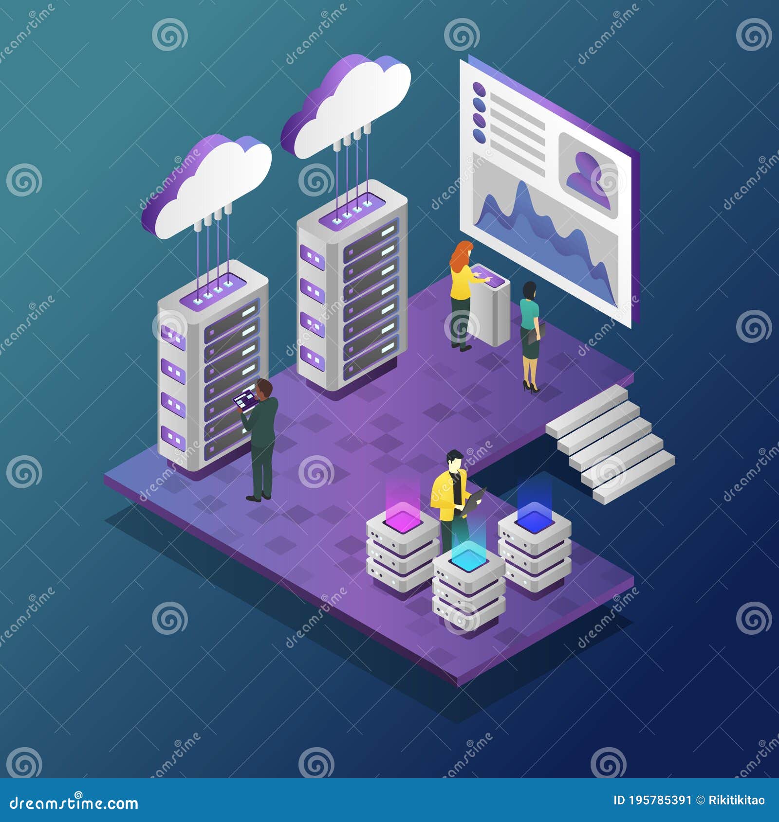 Vector Isometric Illustration of a Modern Work Environment Stock Vector ...