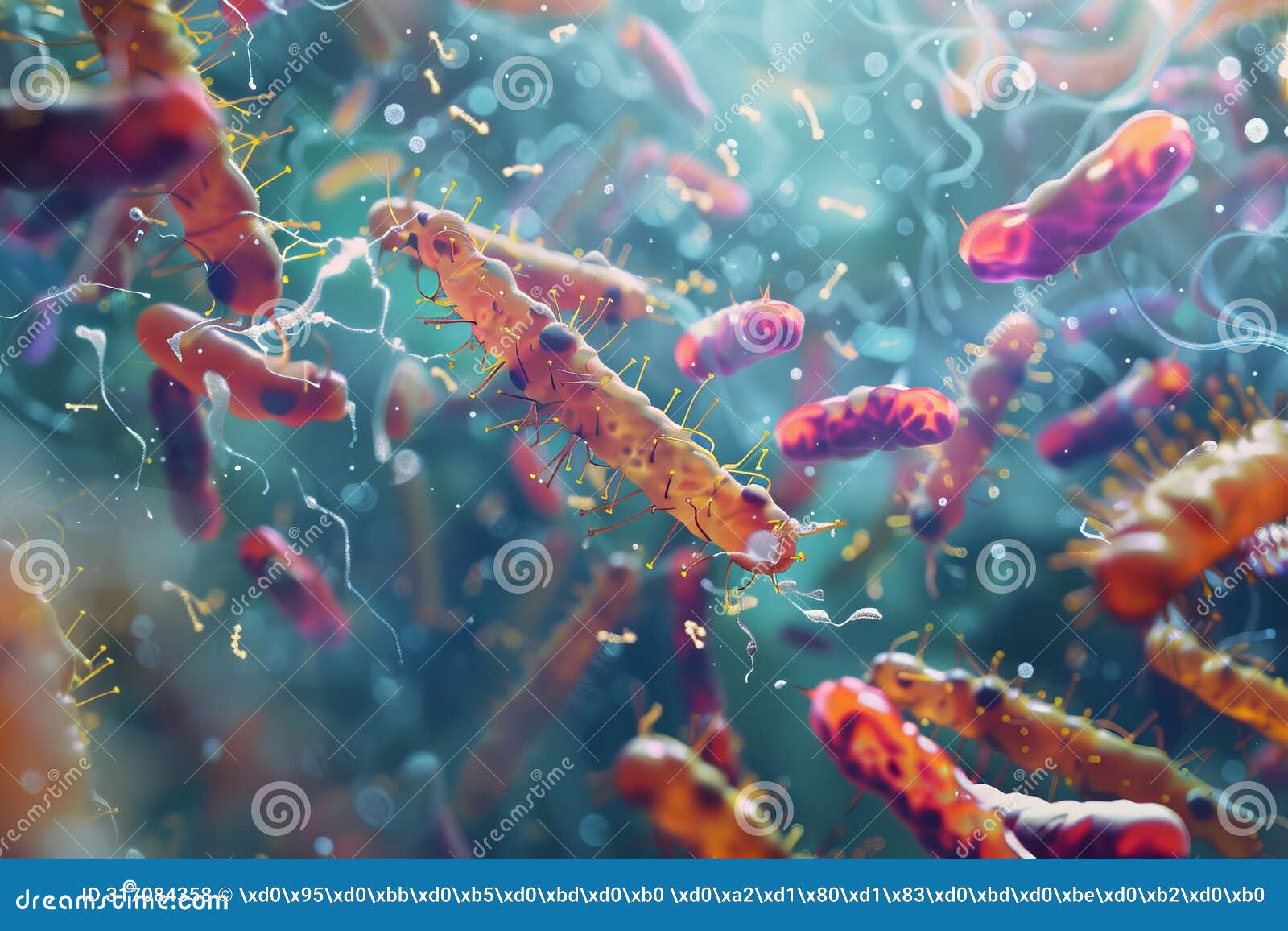 Colorful Illustration of Diverse Bacillus Bacteria with Electrifying ...