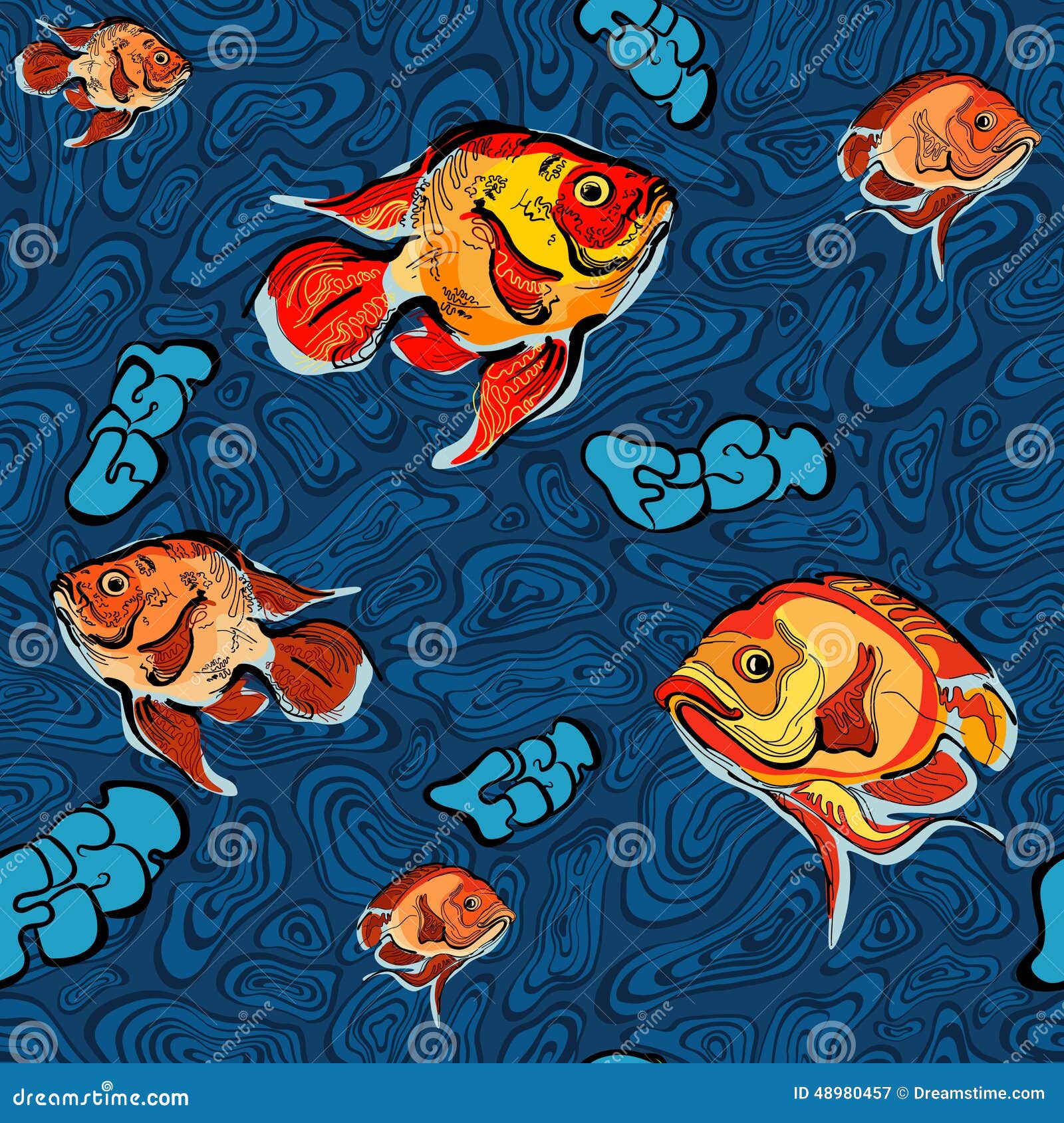Colorful Illustration of Fish Seamless Pattern Stock Vector ...