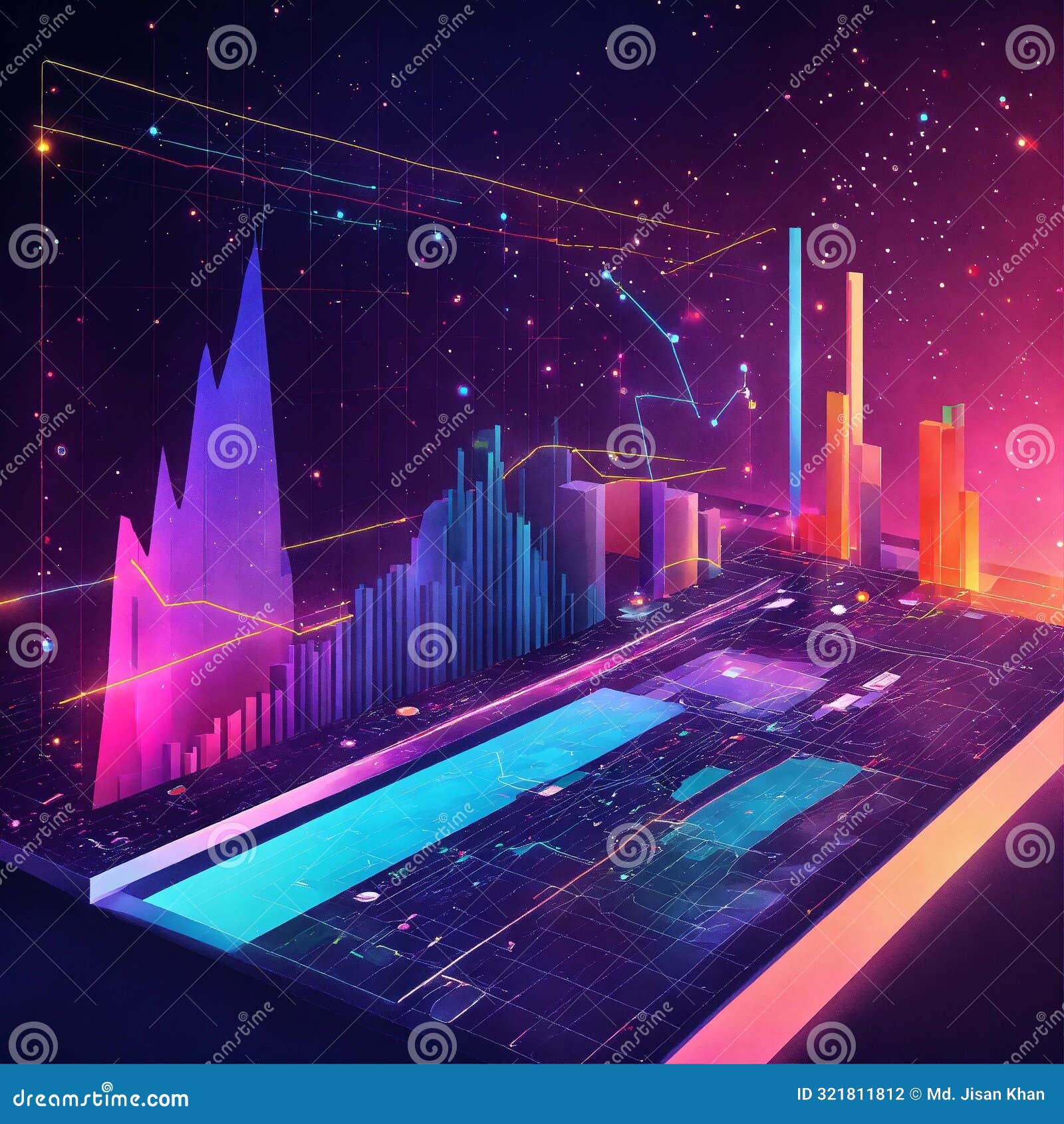 A Colorful Illustration of a Graph with the Words Graph on it. Stock ...