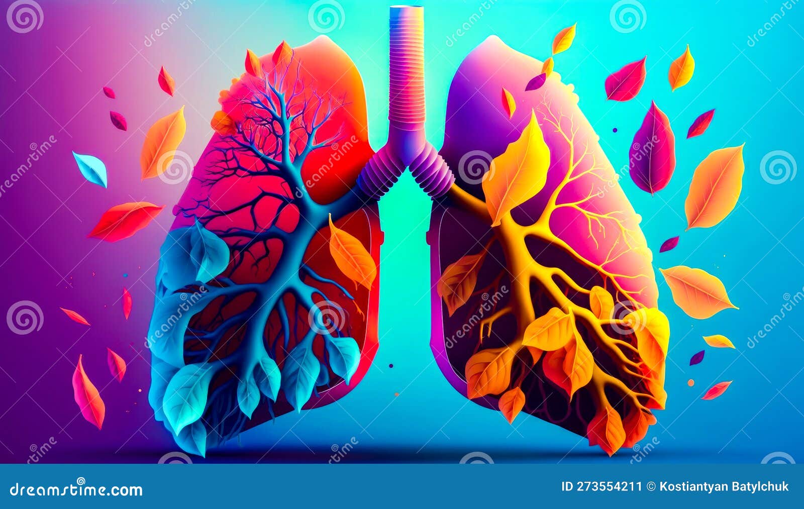 Colorful Illustration of Human Heart and Lungs. Generative AI Stock ...