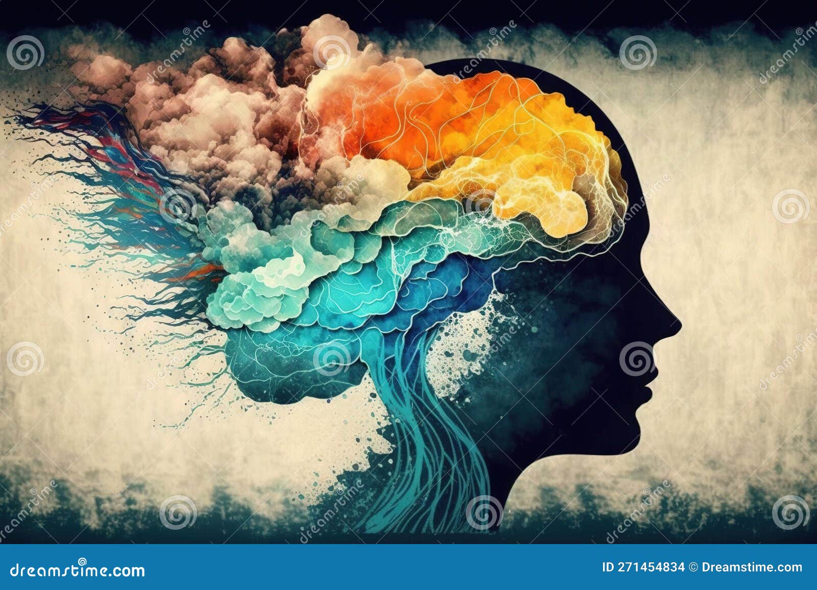 Colorful Illustration of a Human Intelligence, Mind of a Woman Full of ...