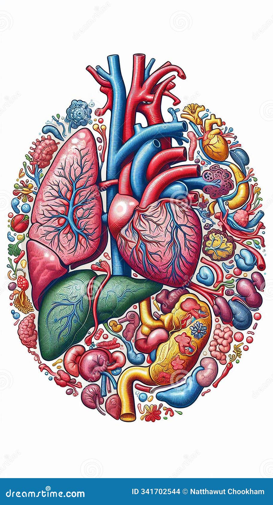 Colorful Illustration of Human Organs and Systems Stock Illustration ...