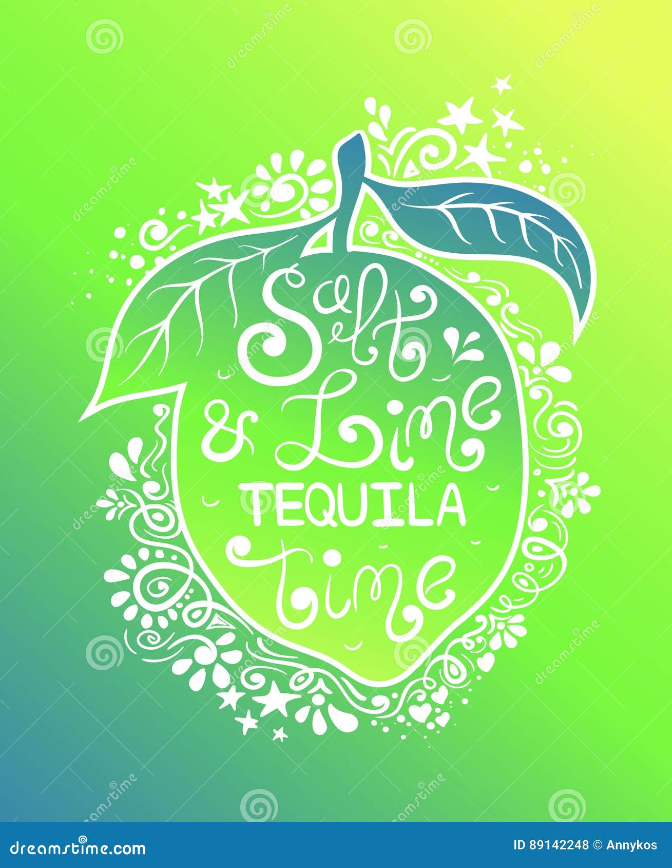 Colorful Illustration of Lime and Hand Drawn Lettering. Stock Vector ...