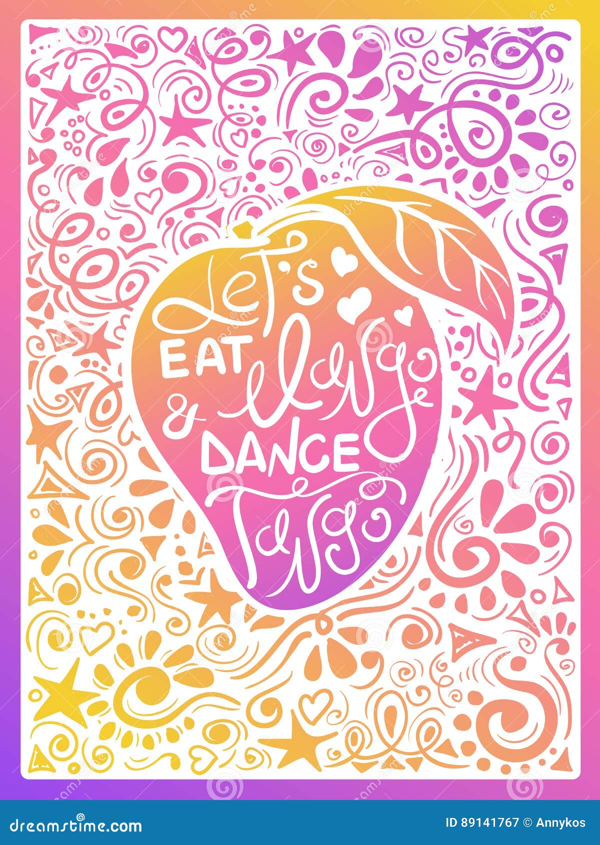 Colorful Illustration of Mango and Hand Drawn Lettering. Stock Vector ...