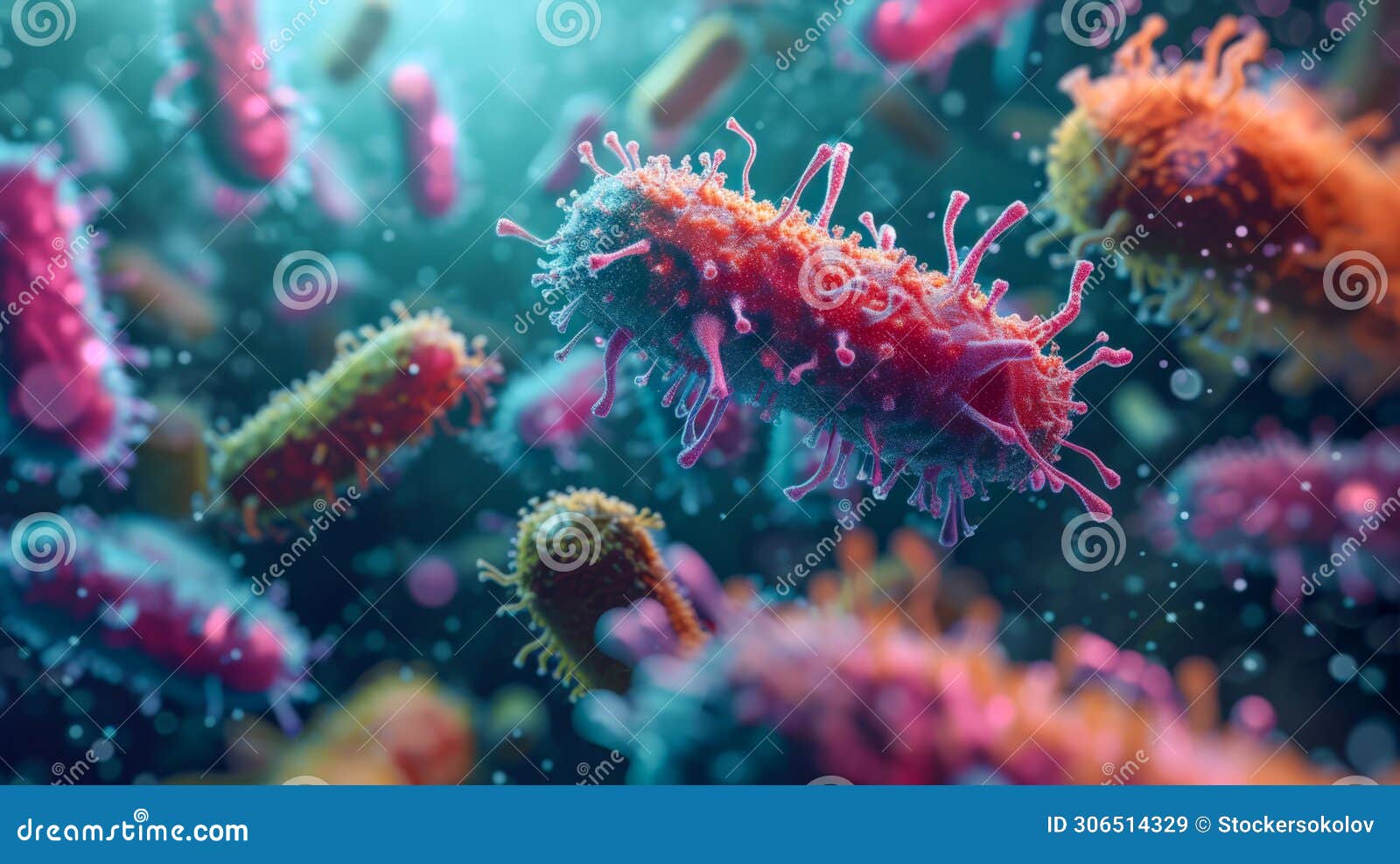 Colorful Illustration of Microorganisms, Enhanced 3D Rendering Style ...