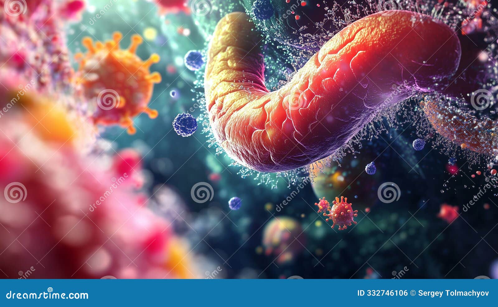 Colorful Illustration of Microorganisms and Viruses Under a Microscope ...