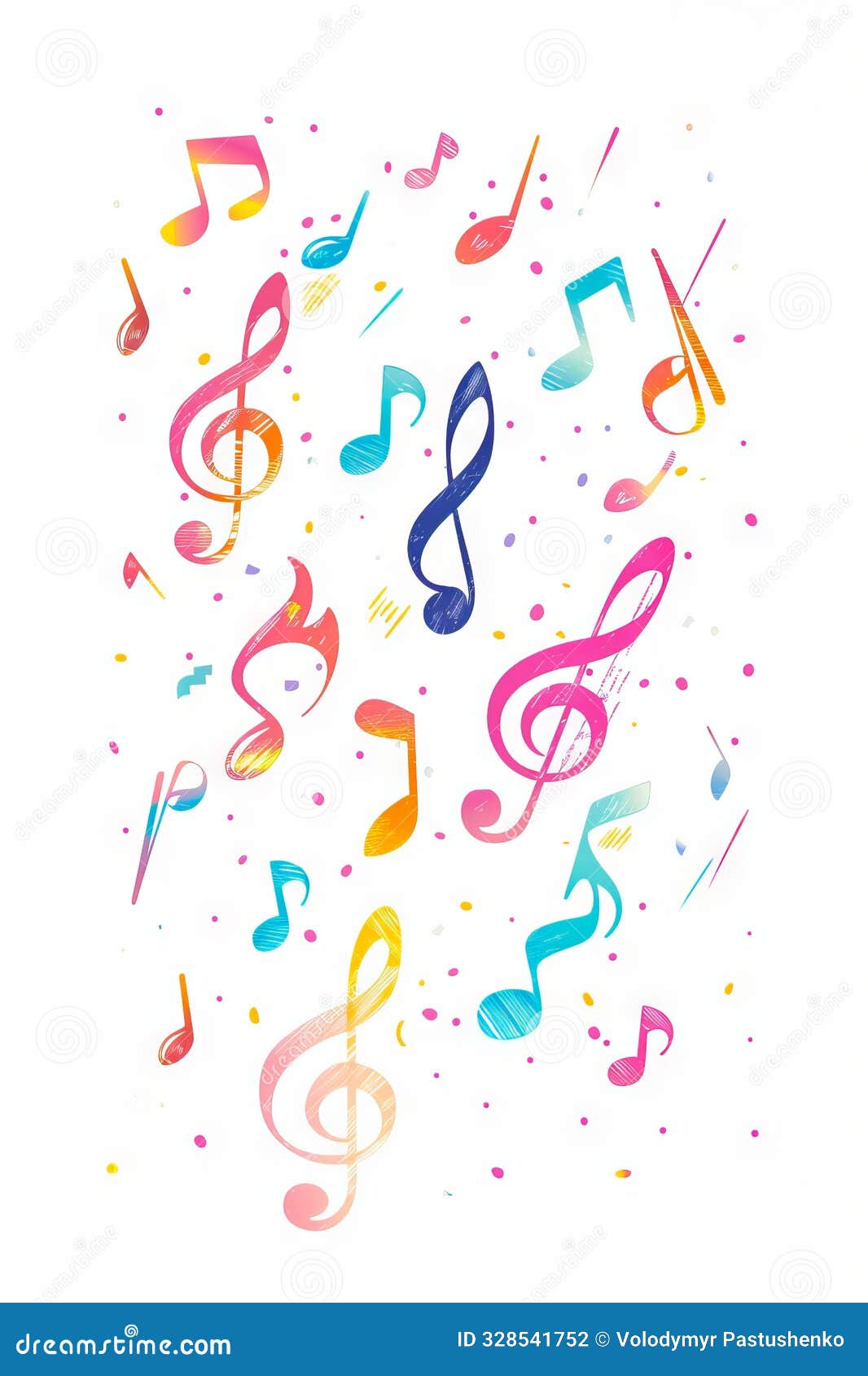 A Colorful Illustration of Colorful Music Notes on a White Background ...