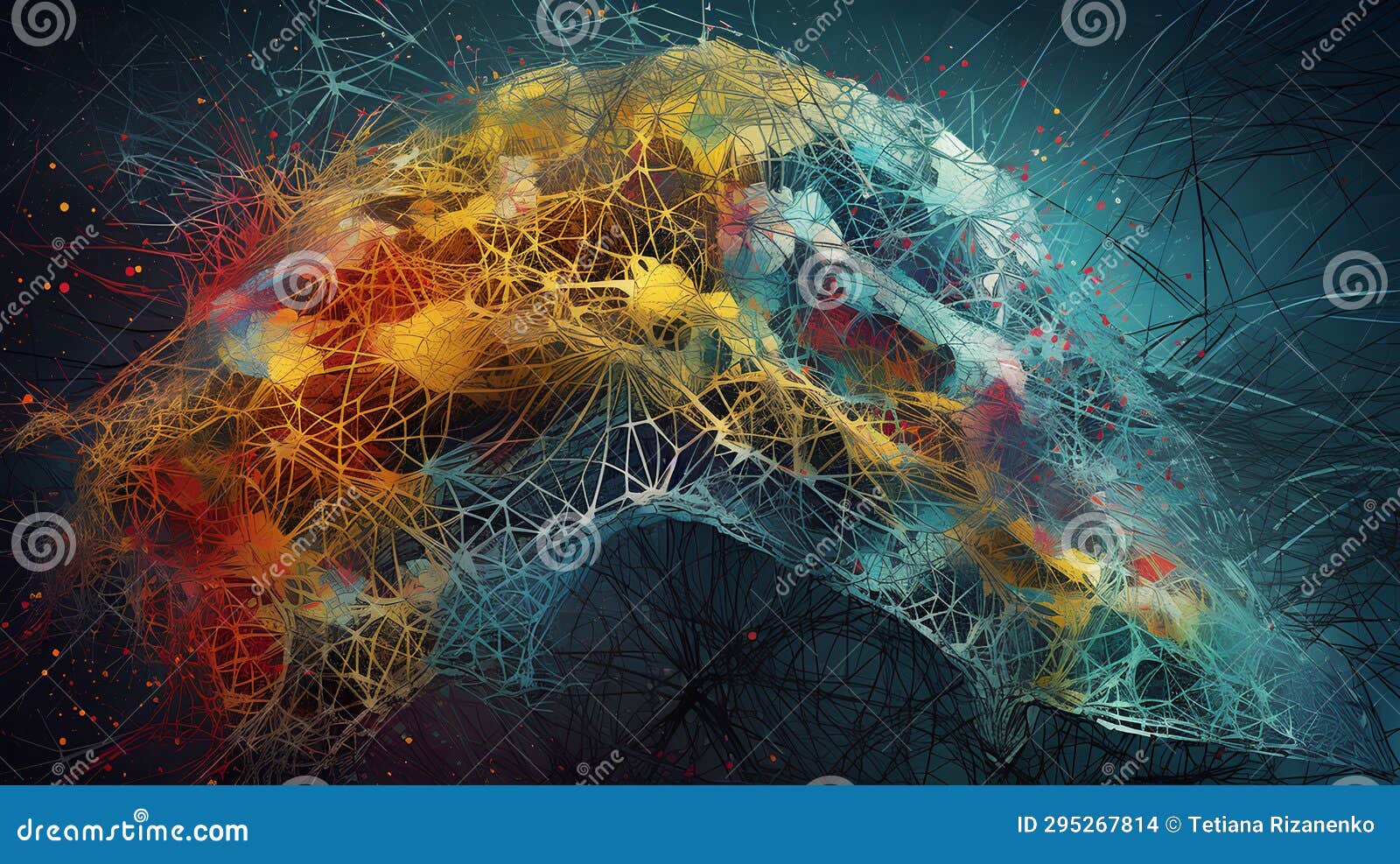 Colorful Illustration of Neural Network. AI Concept Stock Illustration ...