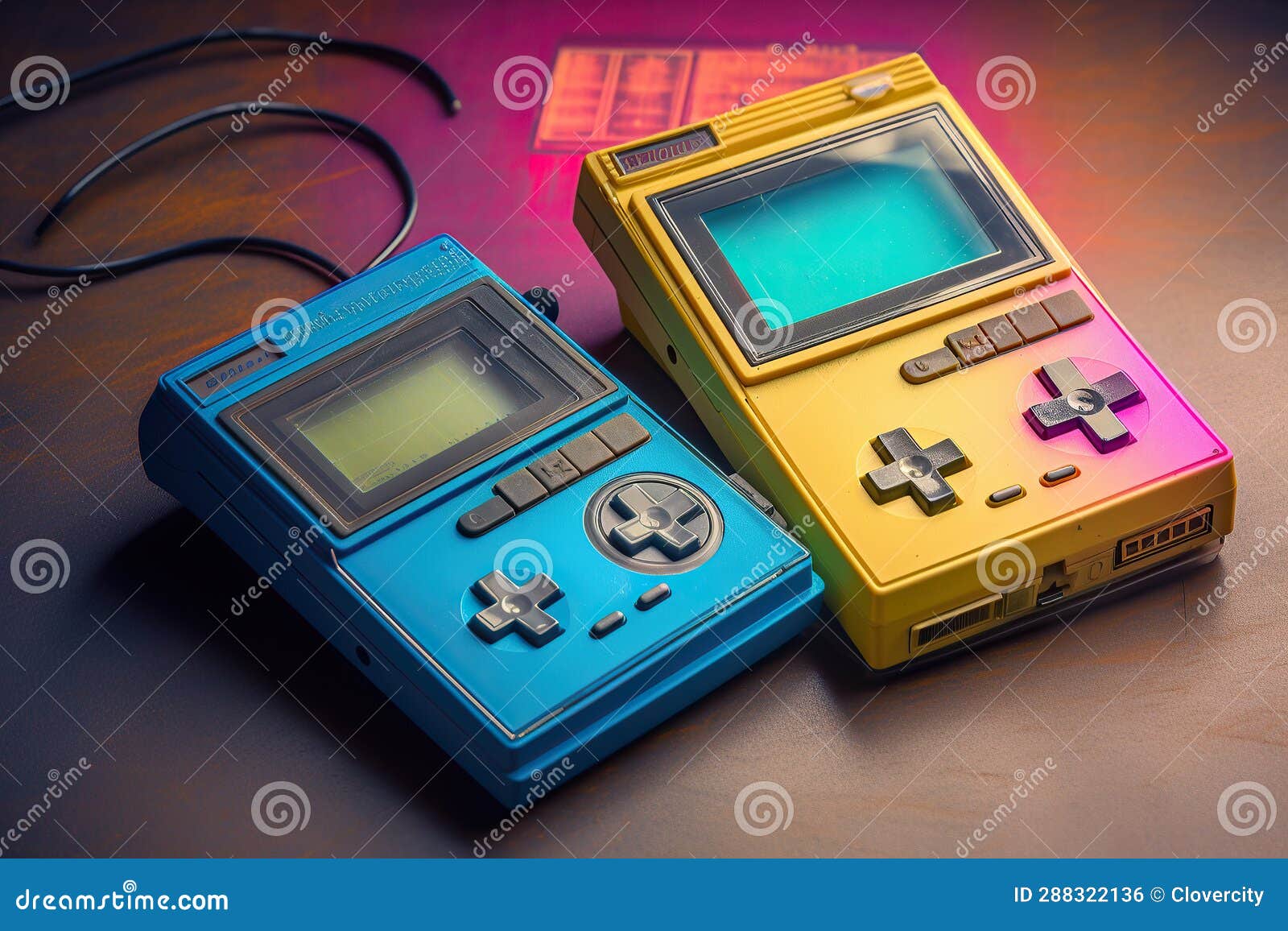 Colorful Illustration of Outdated Technology Game Controlers Stock ...